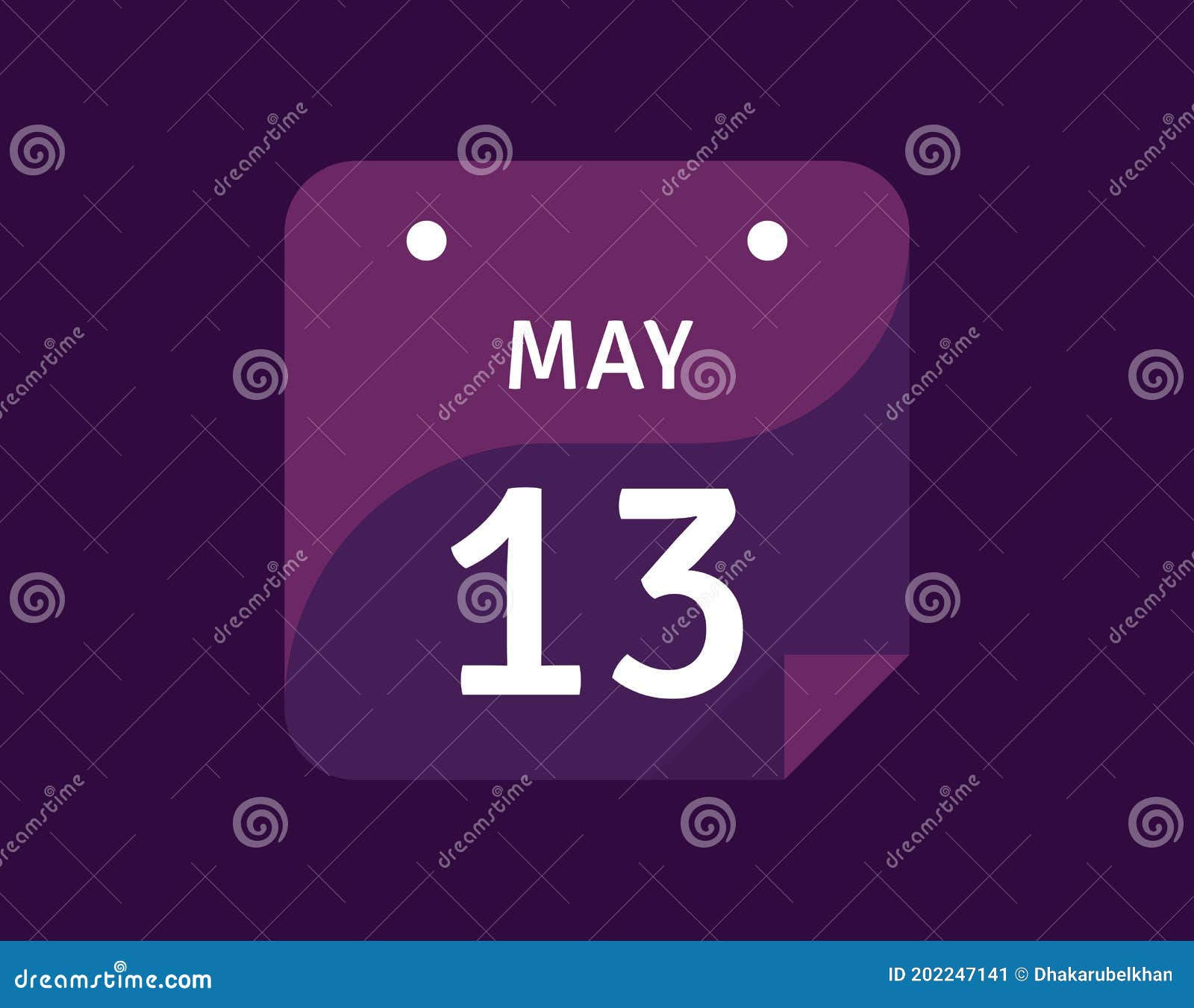 13 May, May 13 Icon Single Day Calendar Vector Illustration Stock ...