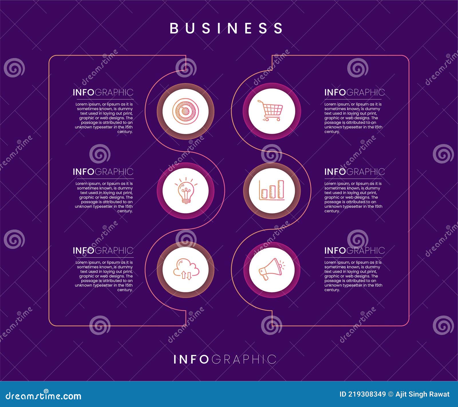 Infographic of Business Startup Processes with 6 Steps Stock Vector ...