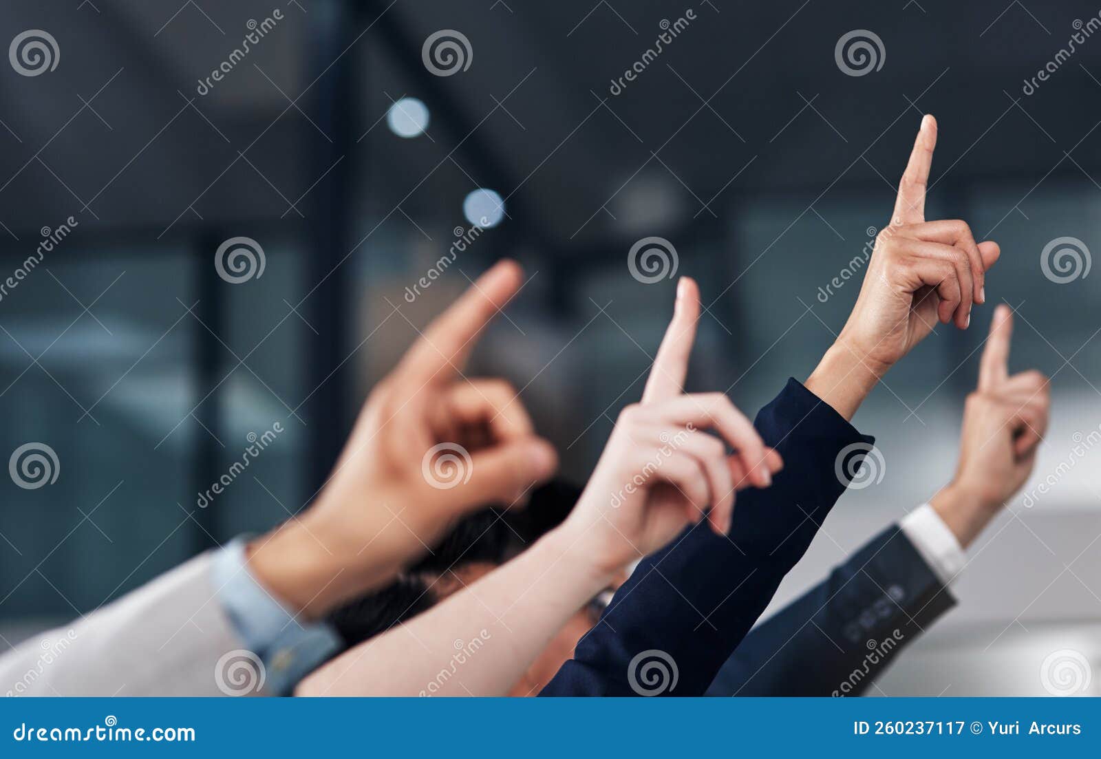 May we Interject. a Group of Businesspeople Raising Their Hands. Stock ...