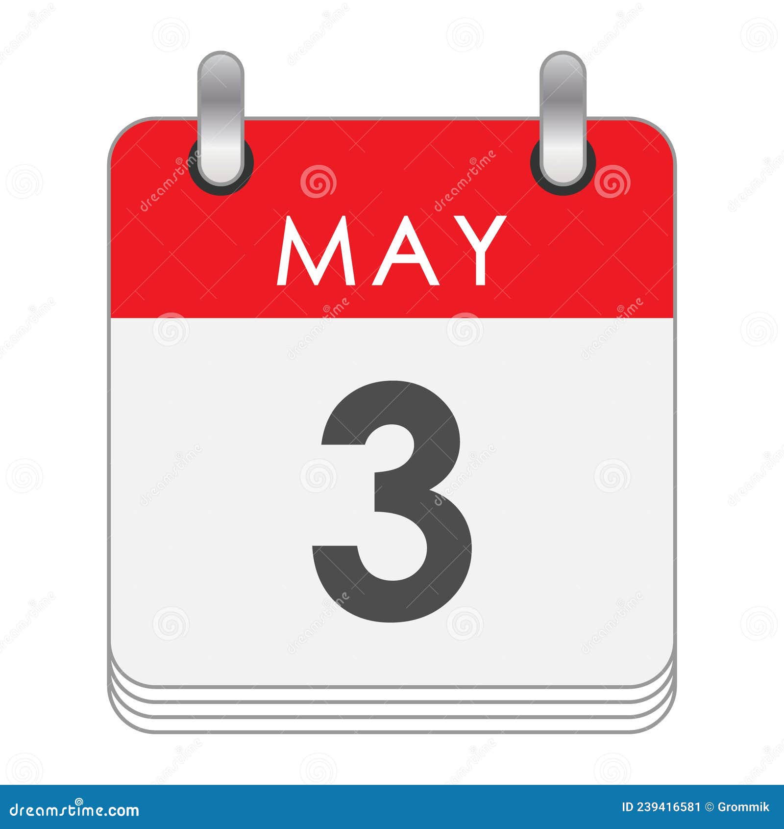 May 3. a Leaf of the Flip Calendar with the Date of May 3 Stock Vector ...