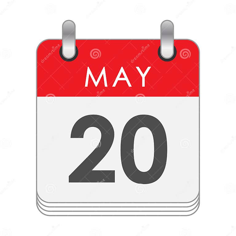 May 20. a Leaf of the Flip Calendar with the Date of May 20 Stock ...