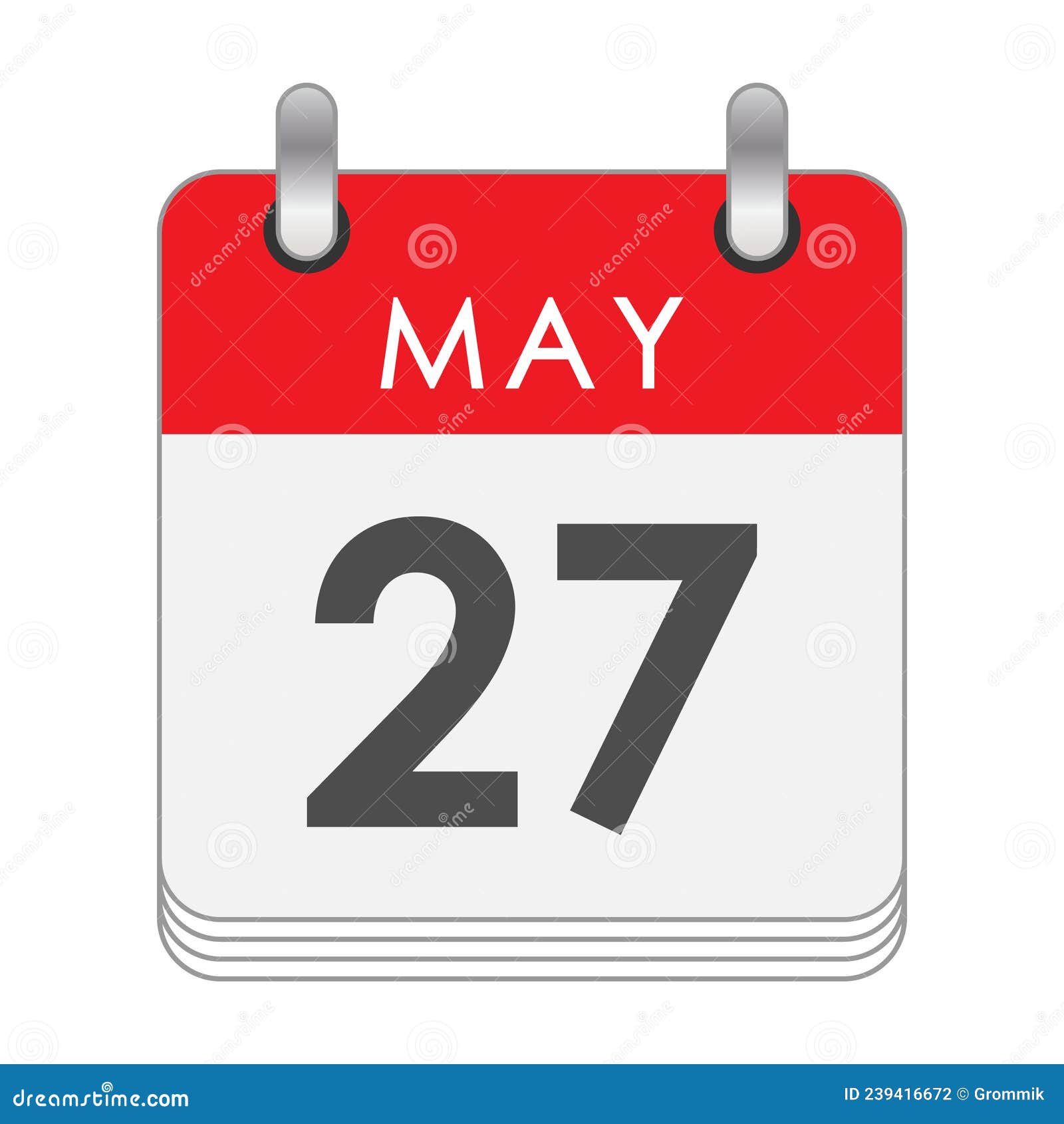 May 27. a Leaf of the Flip Calendar with the Date of May 27 Stock ...