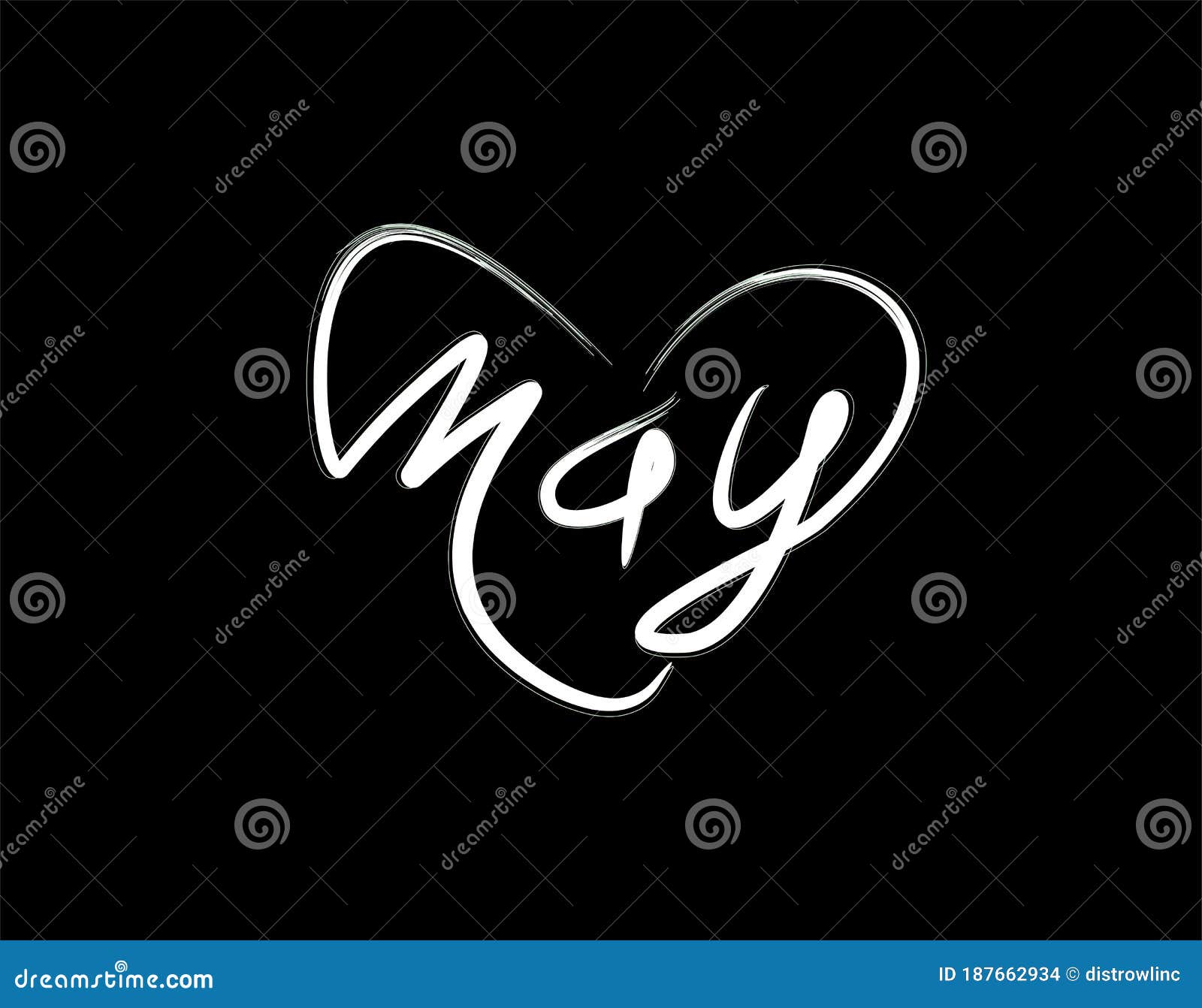 May Lettering Text on Black Background in Vector Illustration Stock ...