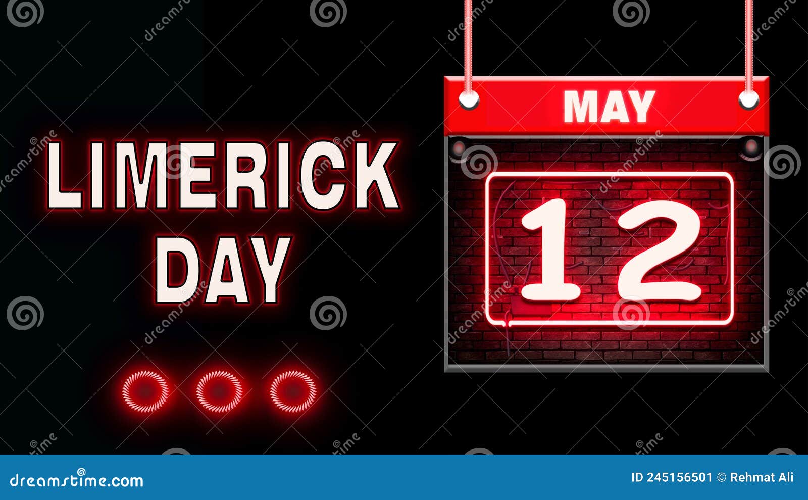 12 May, Limerick Day, Neon Text Effect on Black Background Stock ...