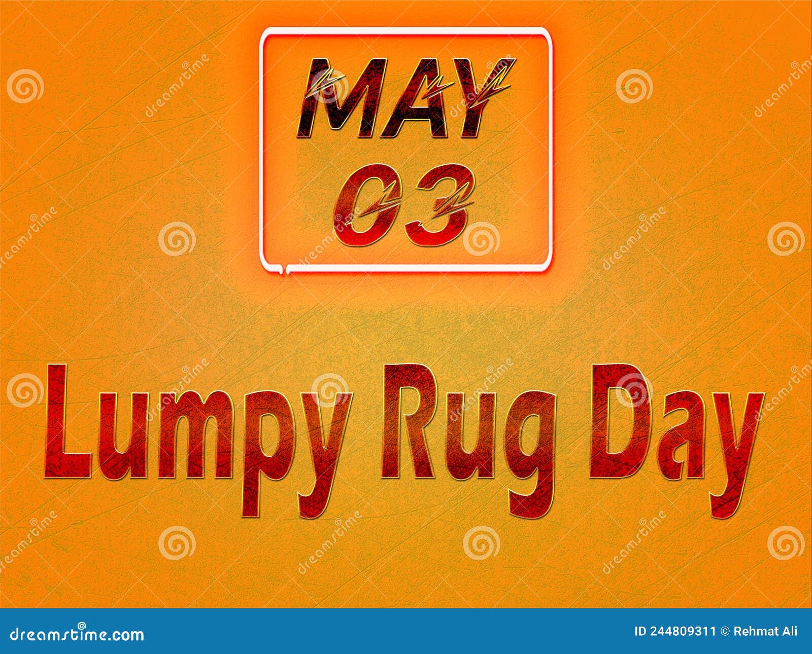 03 May, Lumpy Rug Day, Text Effect on Orange Background Stock ...