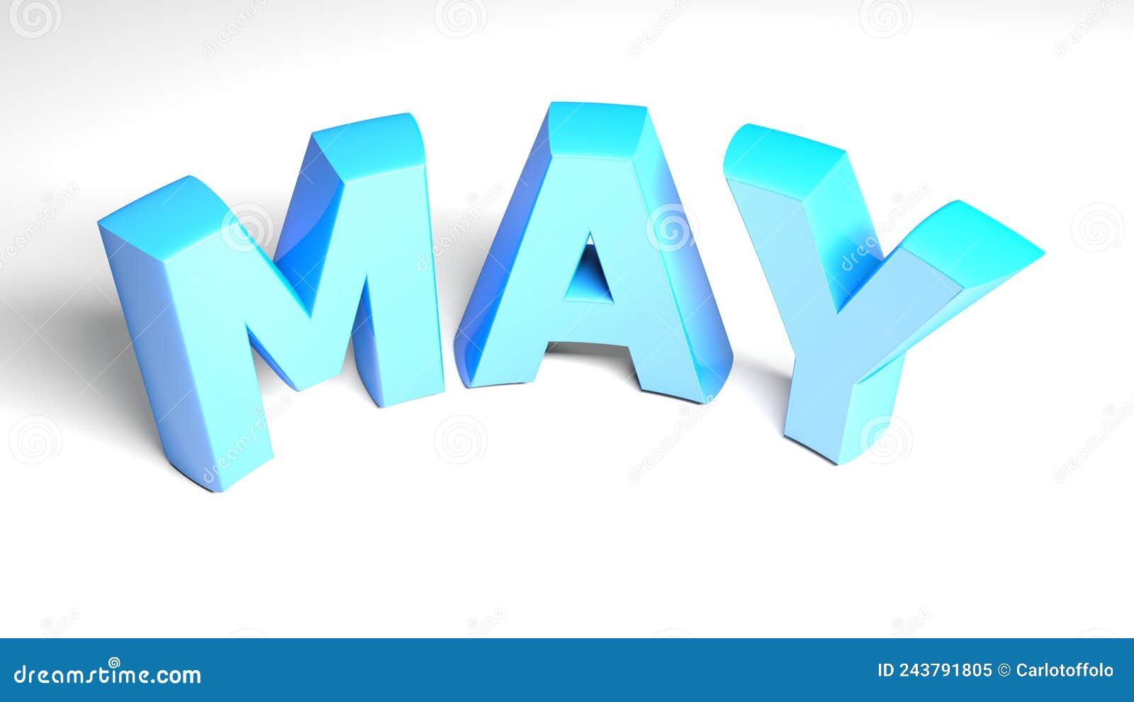 MAY for March Blue on White Background - 3D Rendering Illustration ...