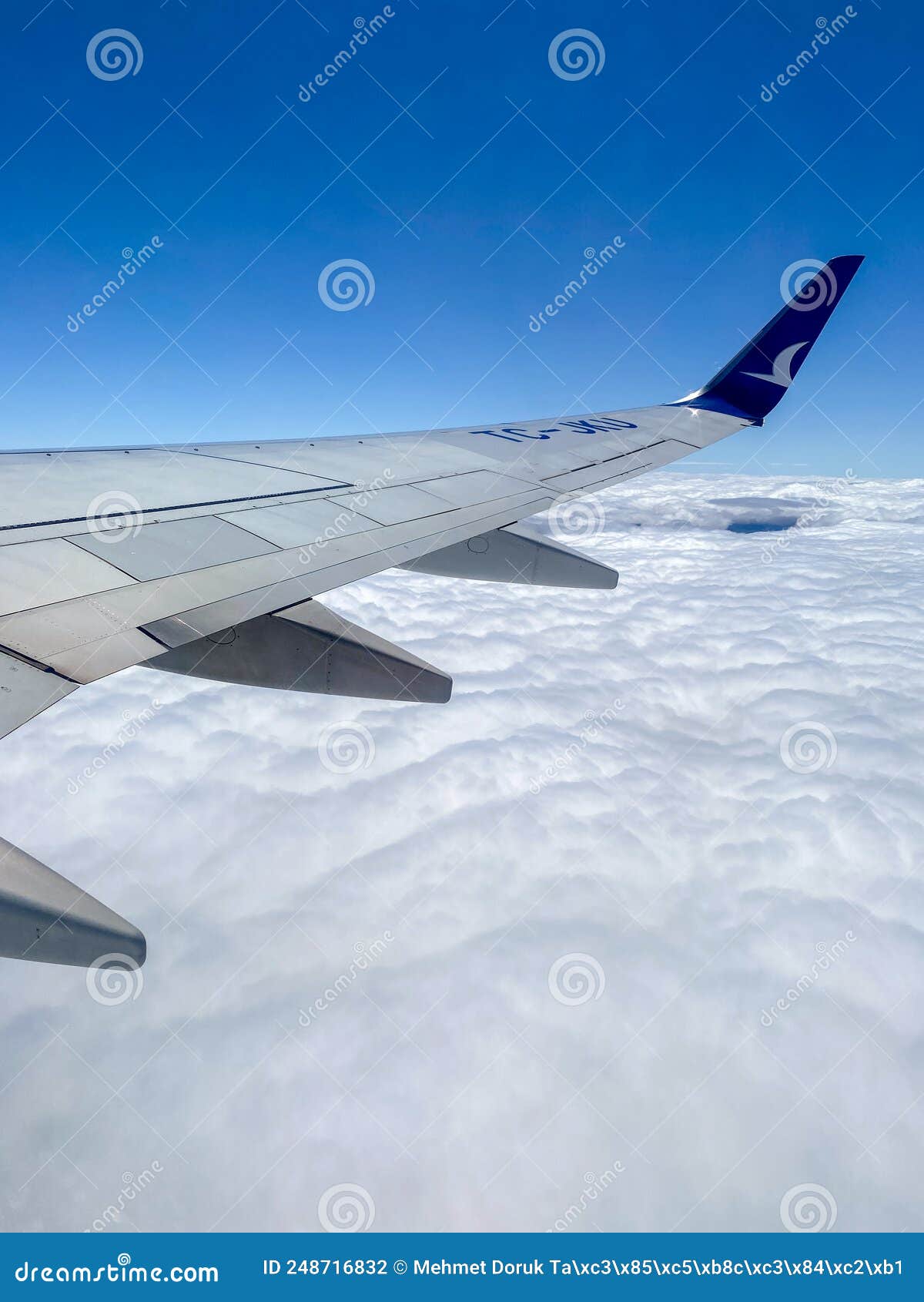 7 May 2022 Mardin Turkey. Clouds and Airplane Wing View from the Plane ...