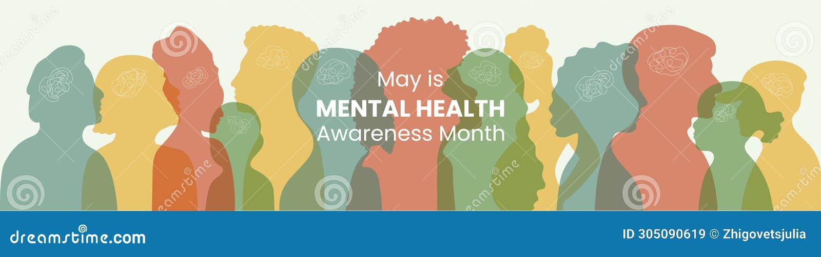 May Is Mental Health Awareness Month Banner Horizontal Design With Man