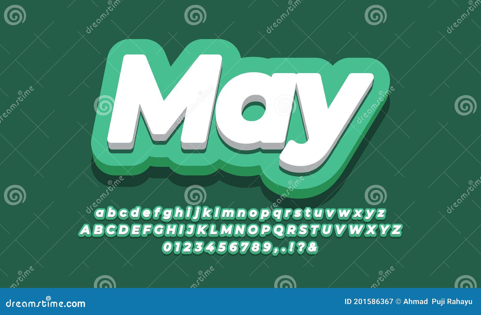 May Month Text 3d Green Blue Design Stock Vector - Illustration of ...
