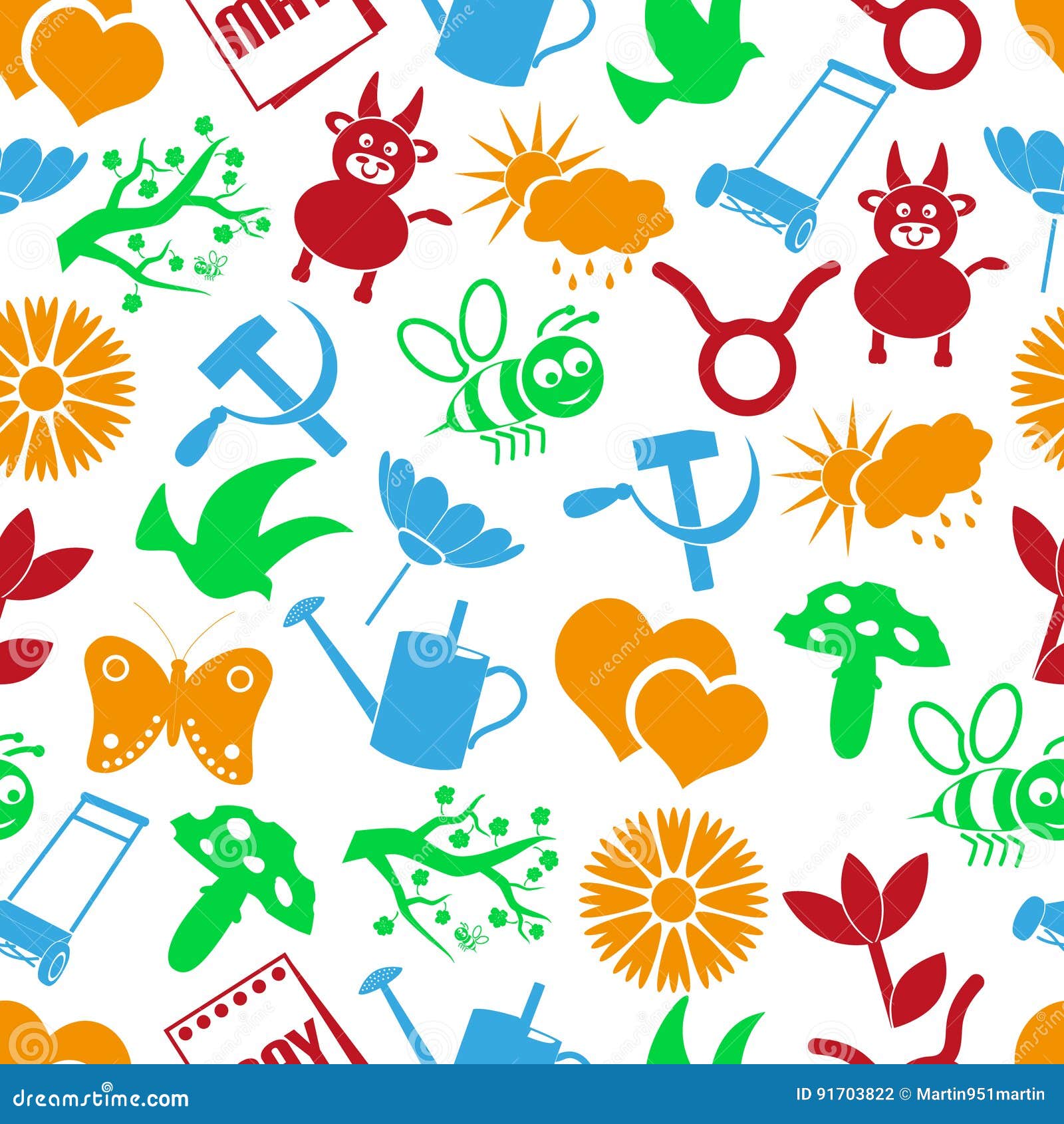 May Month Theme Set of Simple Icons Seamless Pattern Eps10 Stock Vector ...