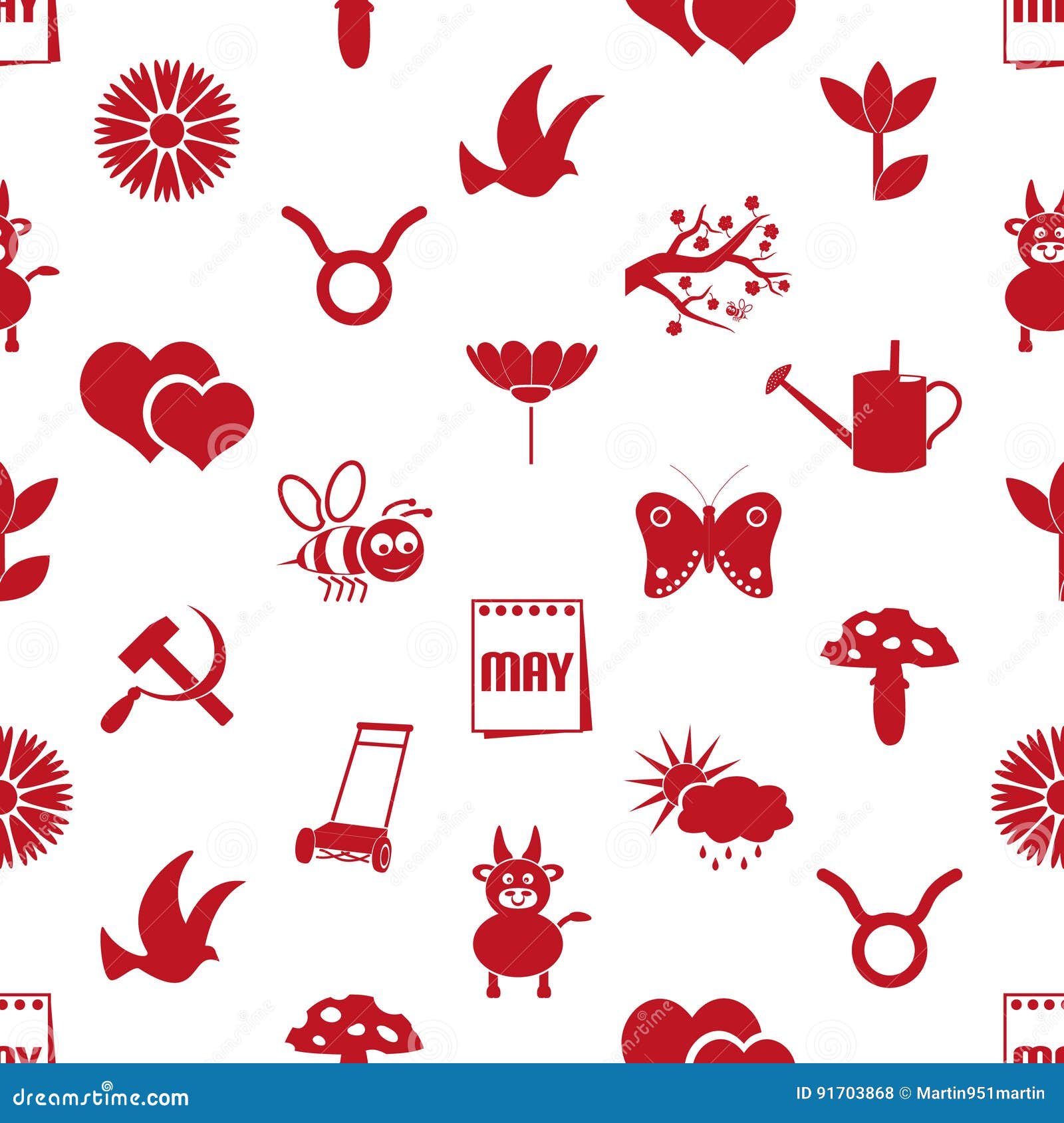 May Month Theme Set of Simple Icons Seamless Pattern Eps10 Stock Vector ...