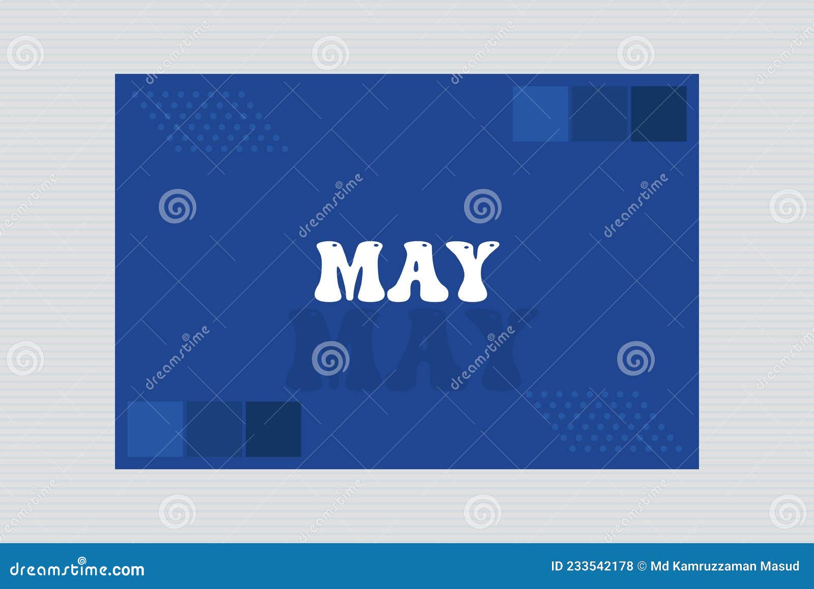 May Month Typography on Blue Background Stock Vector - Illustration of ...