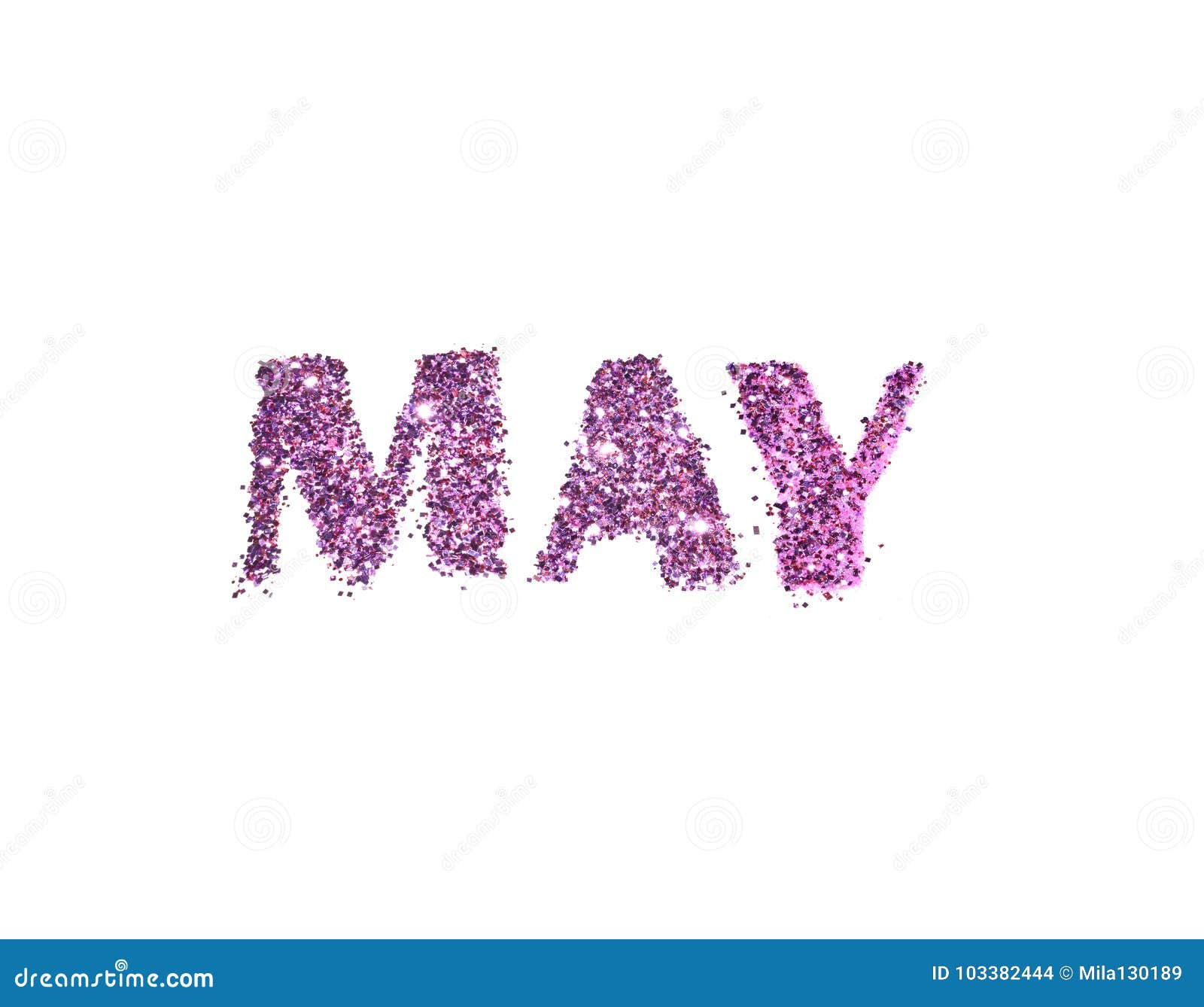 May, Name of the Spring Month of Purple Glitter Isolated on White ...