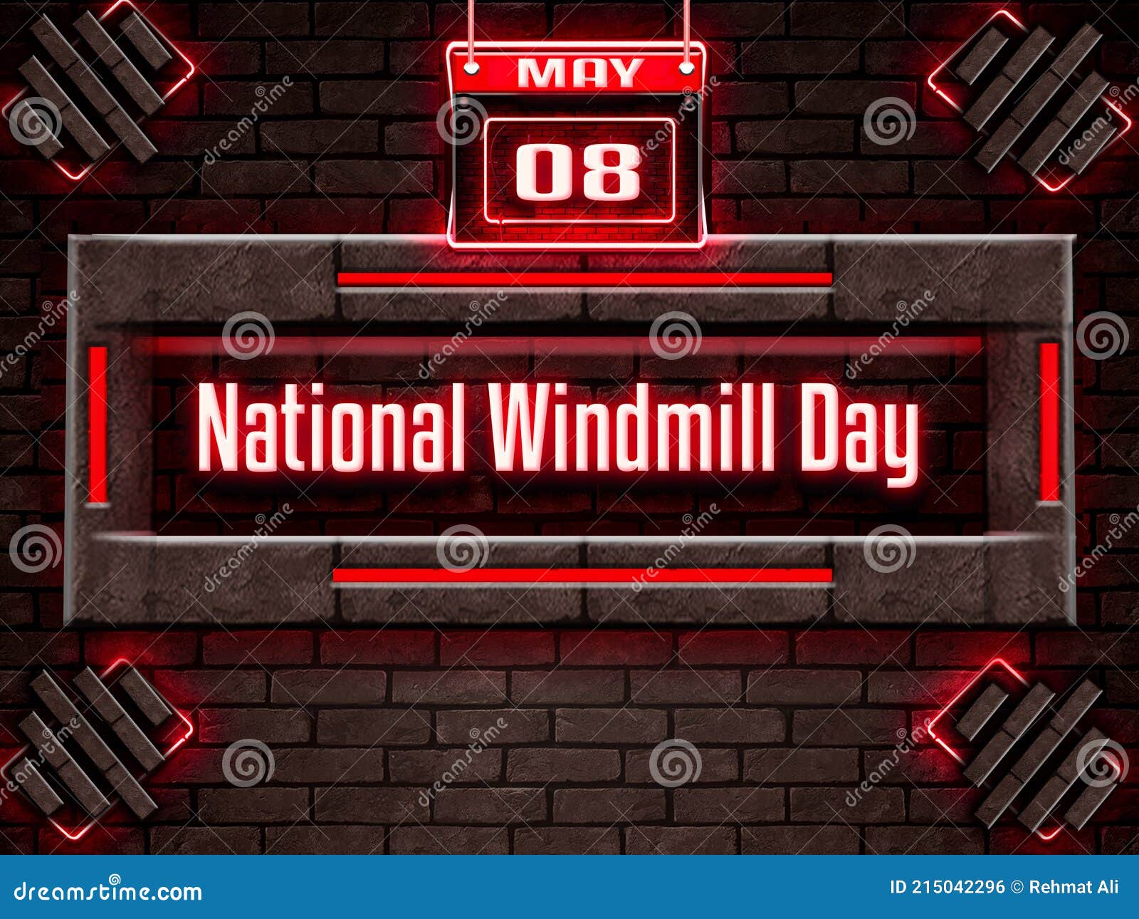08 May, National Windmill Day, Neon Text Effect on Bricks Background ...