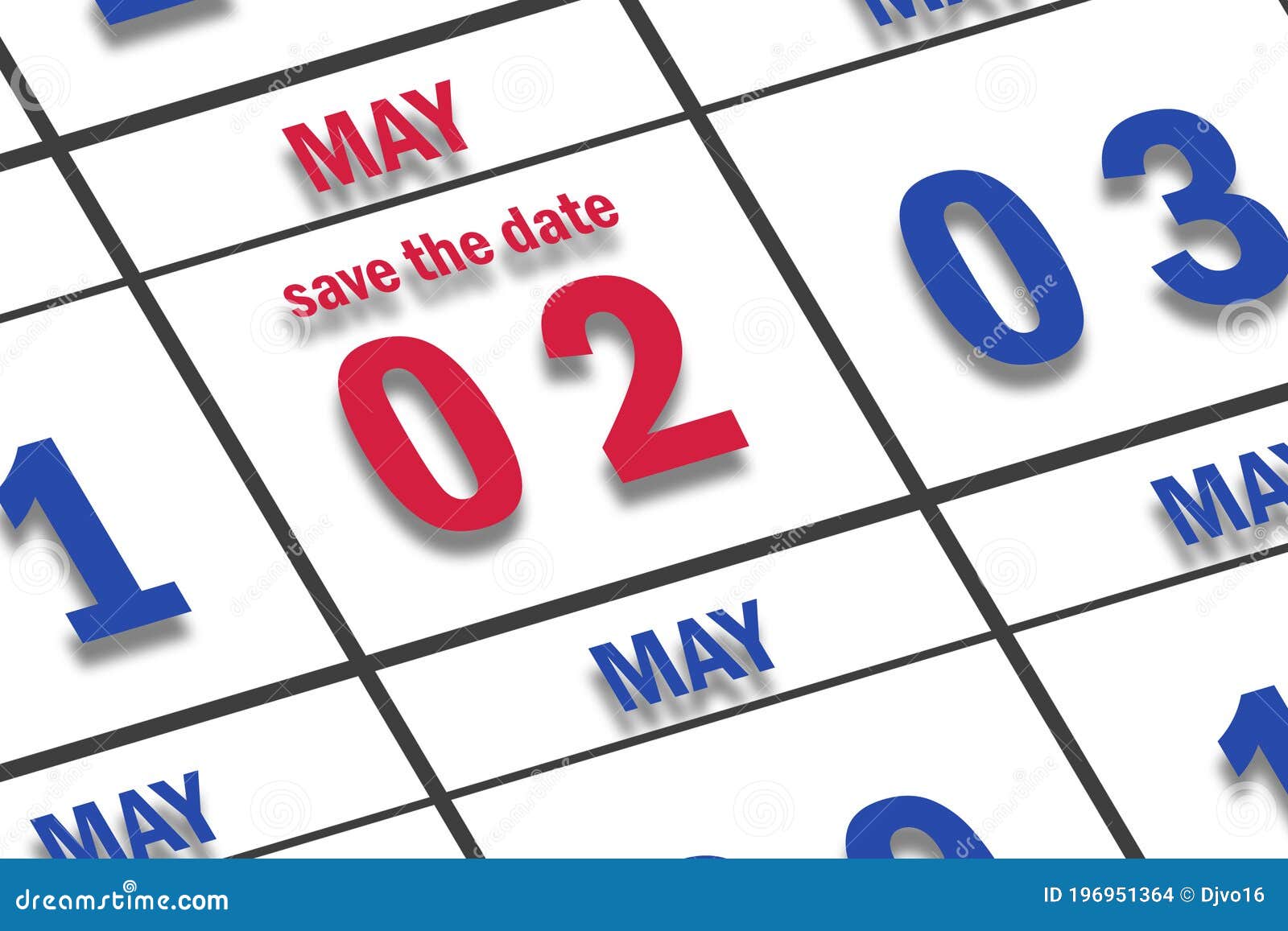 May 2nd. Day 2 of Month, Date Marked Save the Date on a Calendar ...