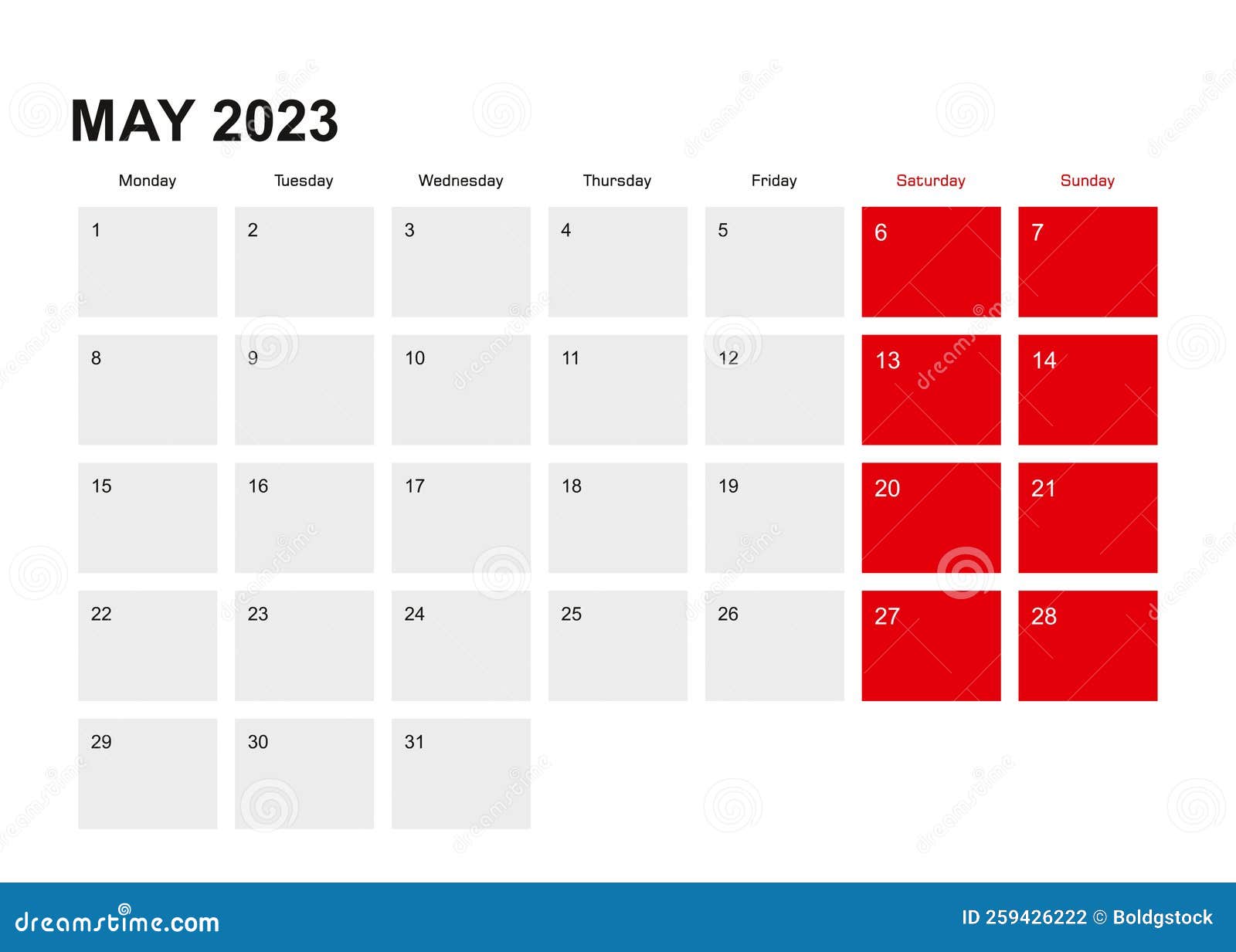 2023 May Planner Calendar Design. Week Starts from Monday Stock Vector ...