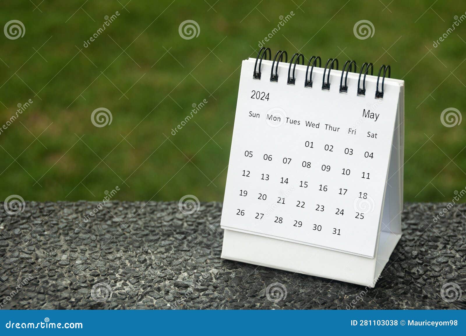 May 2024 Table Calendar with Customizable Space for Text. Copy Space ...