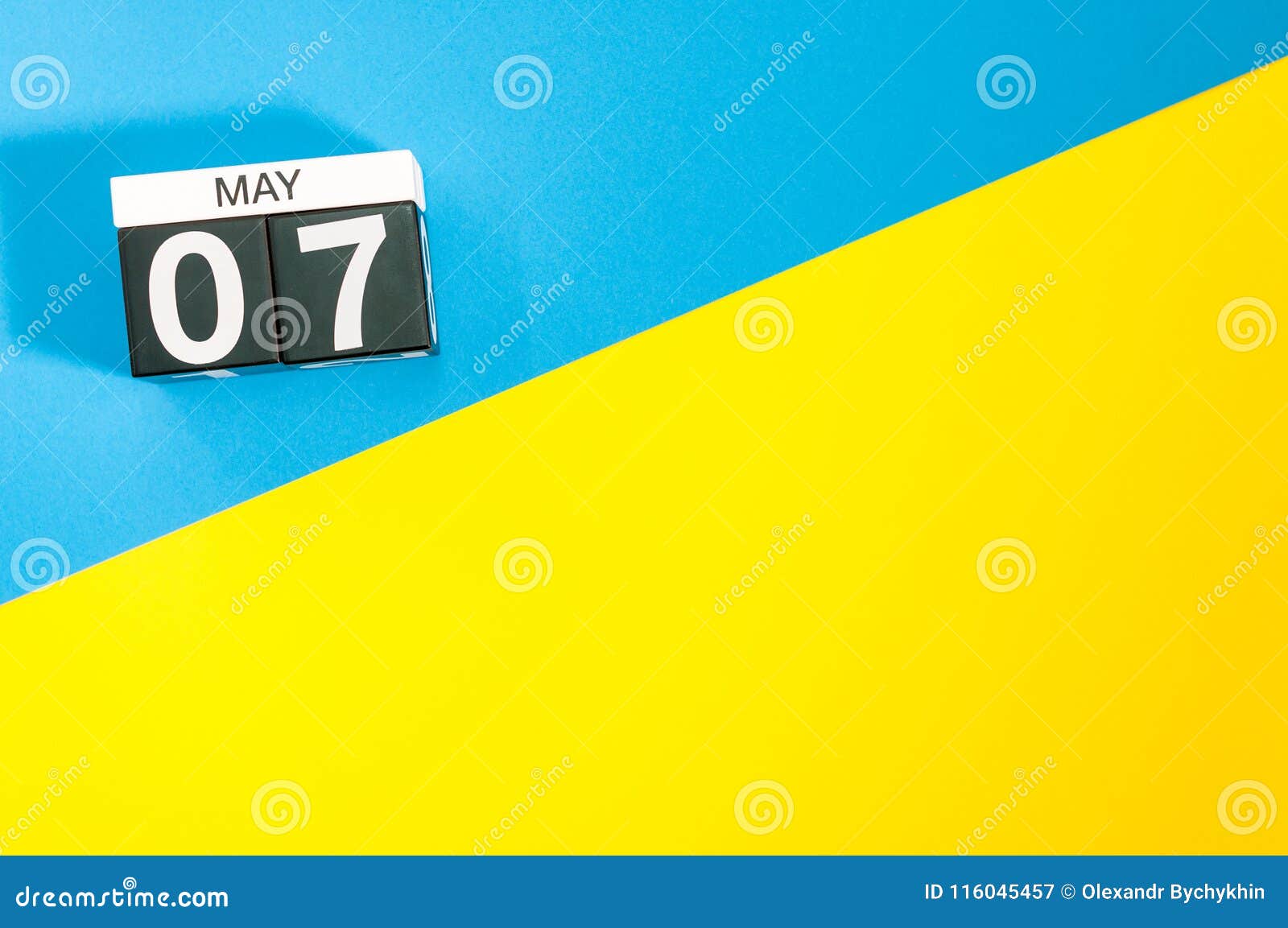 May 7th. Day 7 of May Month, Calendar on Blue and Yellow Background ...