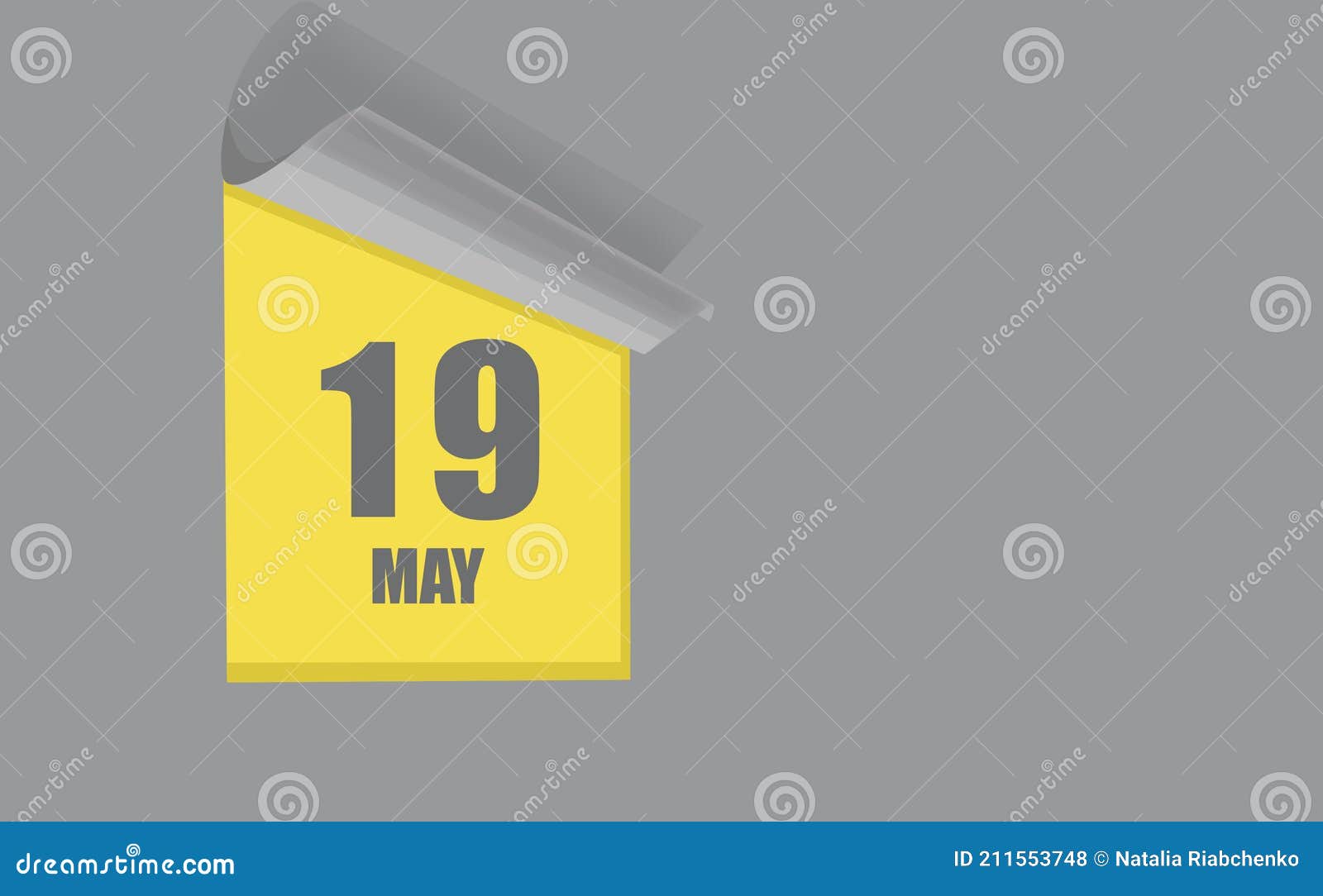May 19. 19-th Day of the Month, Calendar Date. Gray Numbers in a Yellow ...