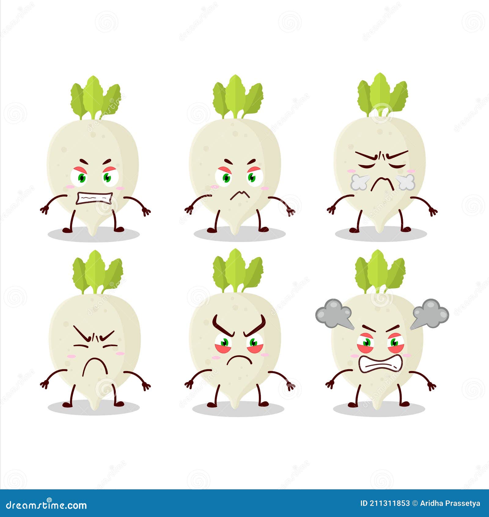 May Turnip Cartoon Character with Various Angry Expressions Stock ...