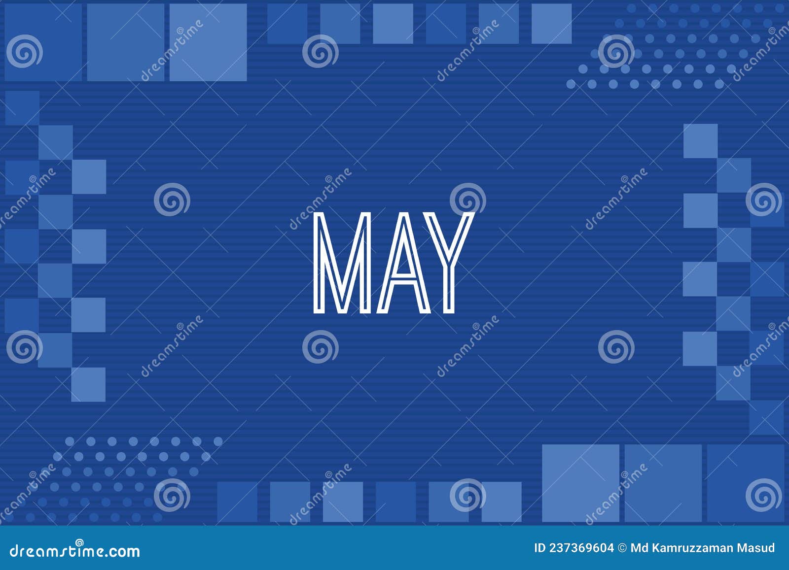 May Typography on Blue Luxury Frame Background Design. Stock Vector ...