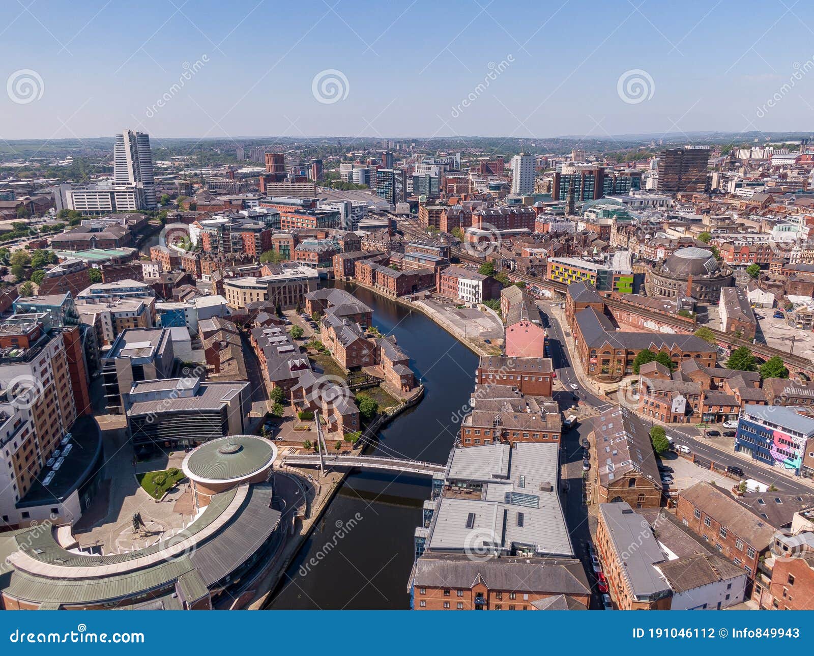 May 2020, UK: River Aire in Leeds with City Scape Background Editorial ...