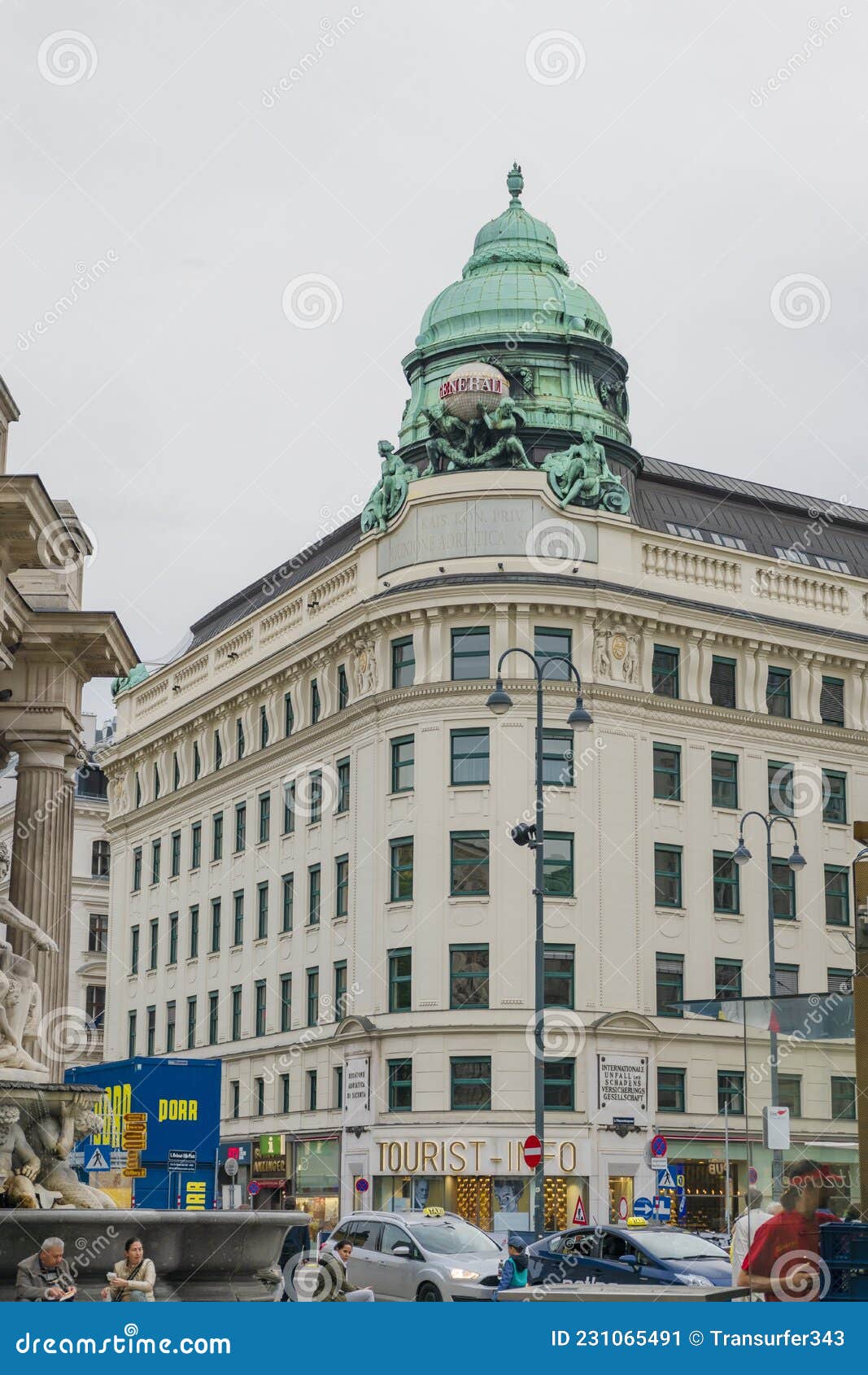 Architectual Details of Buildings of Vienna Mitte. Cloudy Springtime ...