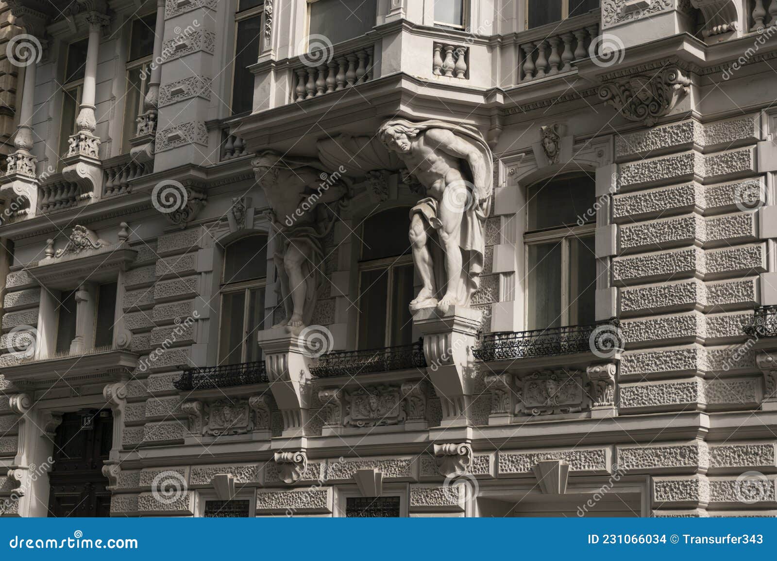 Architectual Details of Buildings of Vienna Mitte. Cloudy Springtime ...