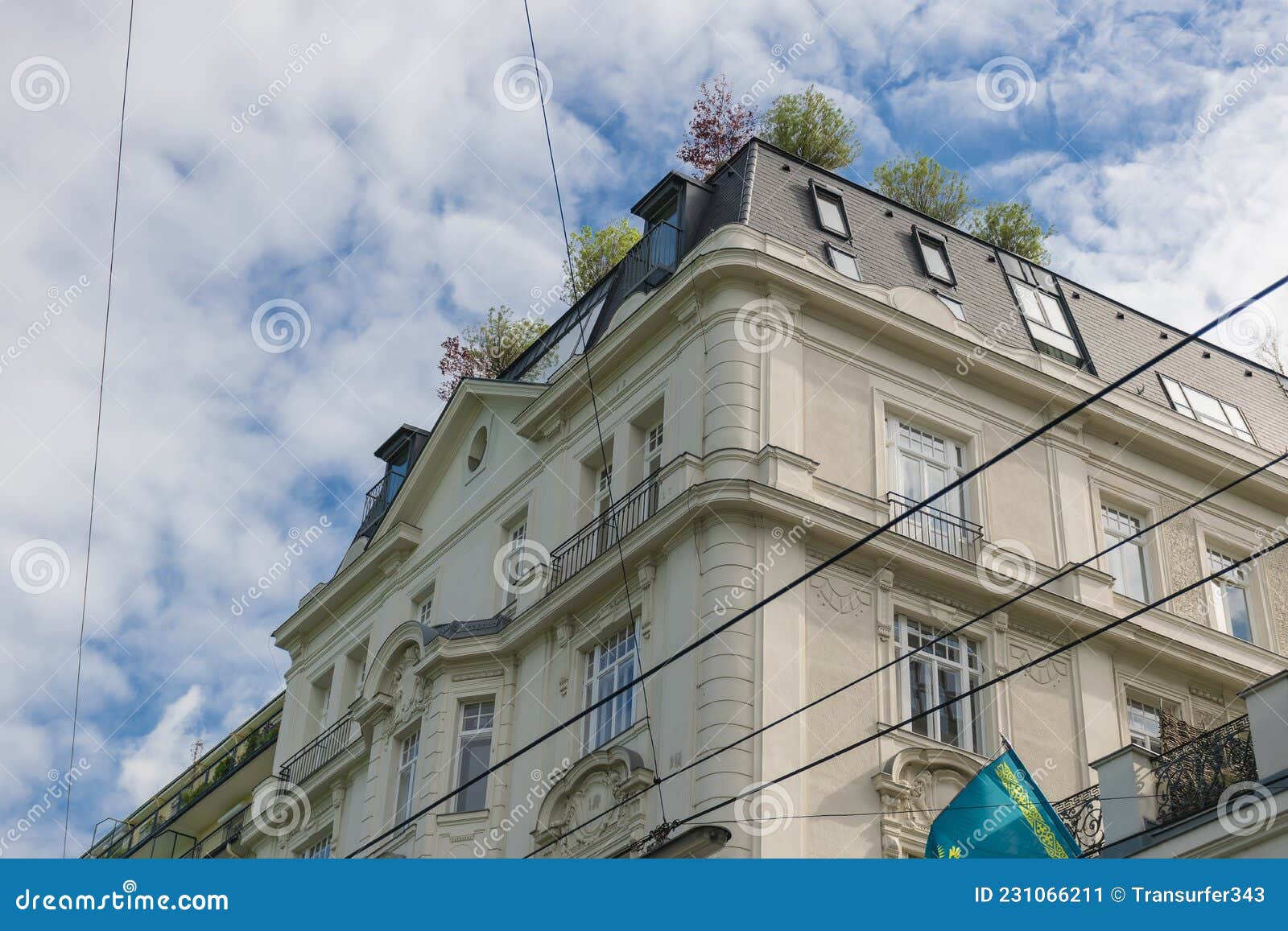 Architectual Details of Buildings of Vienna Mitte. Cloudy Springtime ...