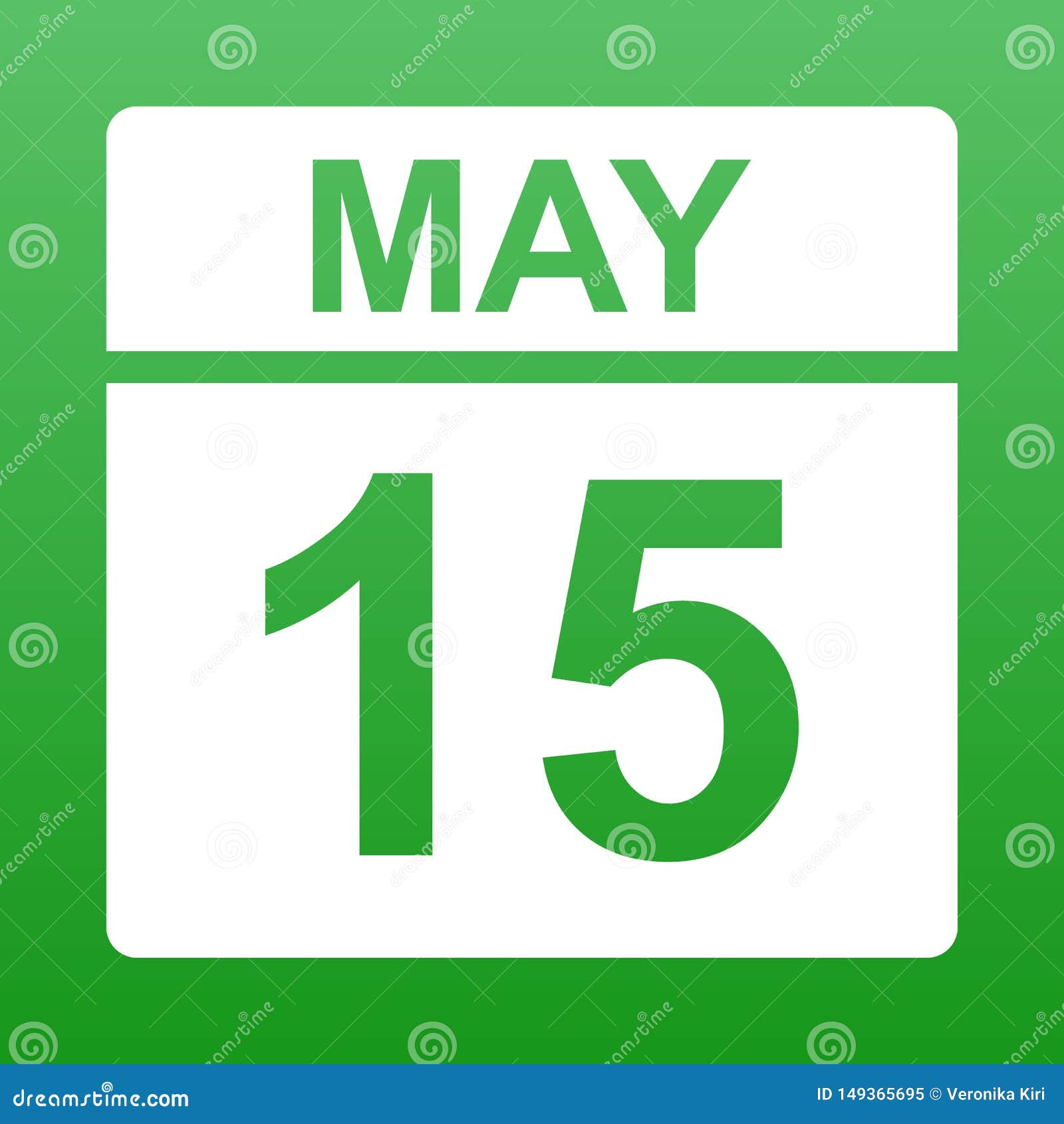 May 15. White Calendar on a Colored Background. Day on the Calendar ...