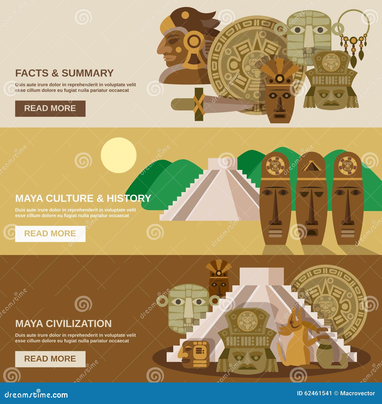 Maya Banner Set stock vector. Illustration of history - 62461541