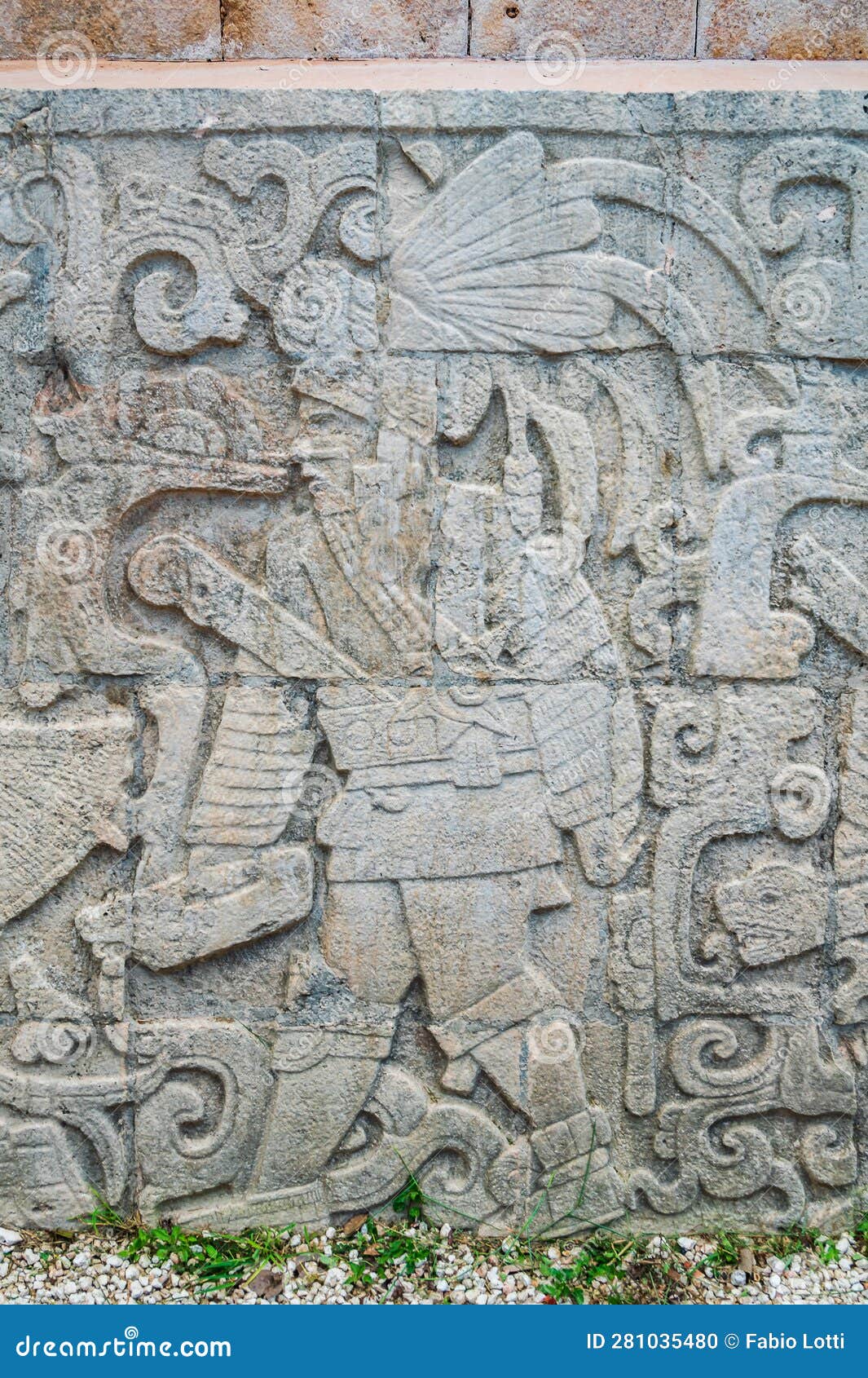 Bas Relief in Chichen Itza stock photo. Image of attraction - 281035480