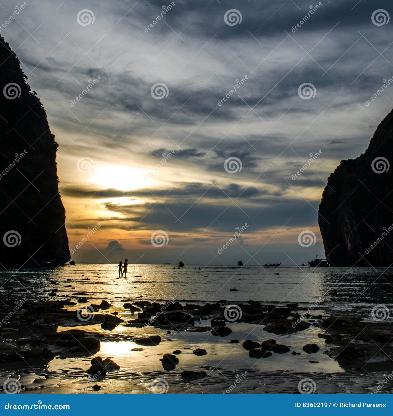 Maya Bay Sunset stock image. Image of island, thailand - 83692197