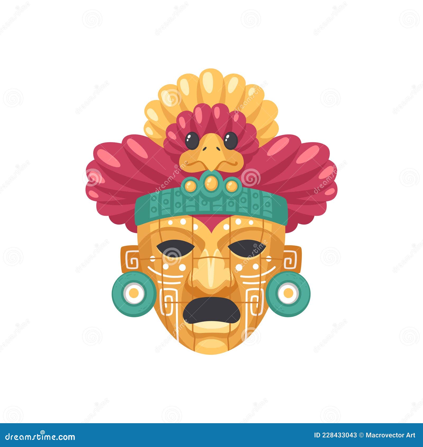 Maya Bird Mask Composition stock vector. Illustration of totem - 228433043