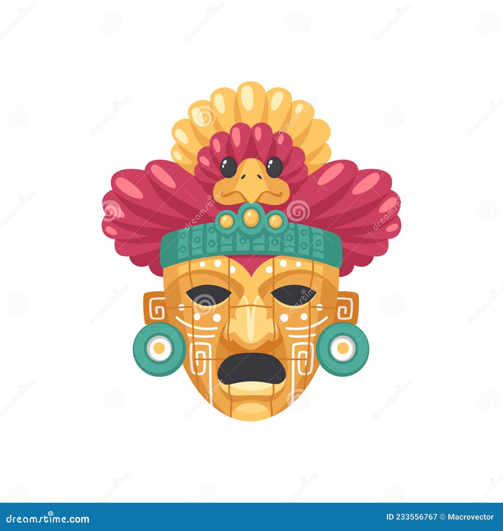 Maya Bird Mask Composition stock vector. Illustration of object - 233556767