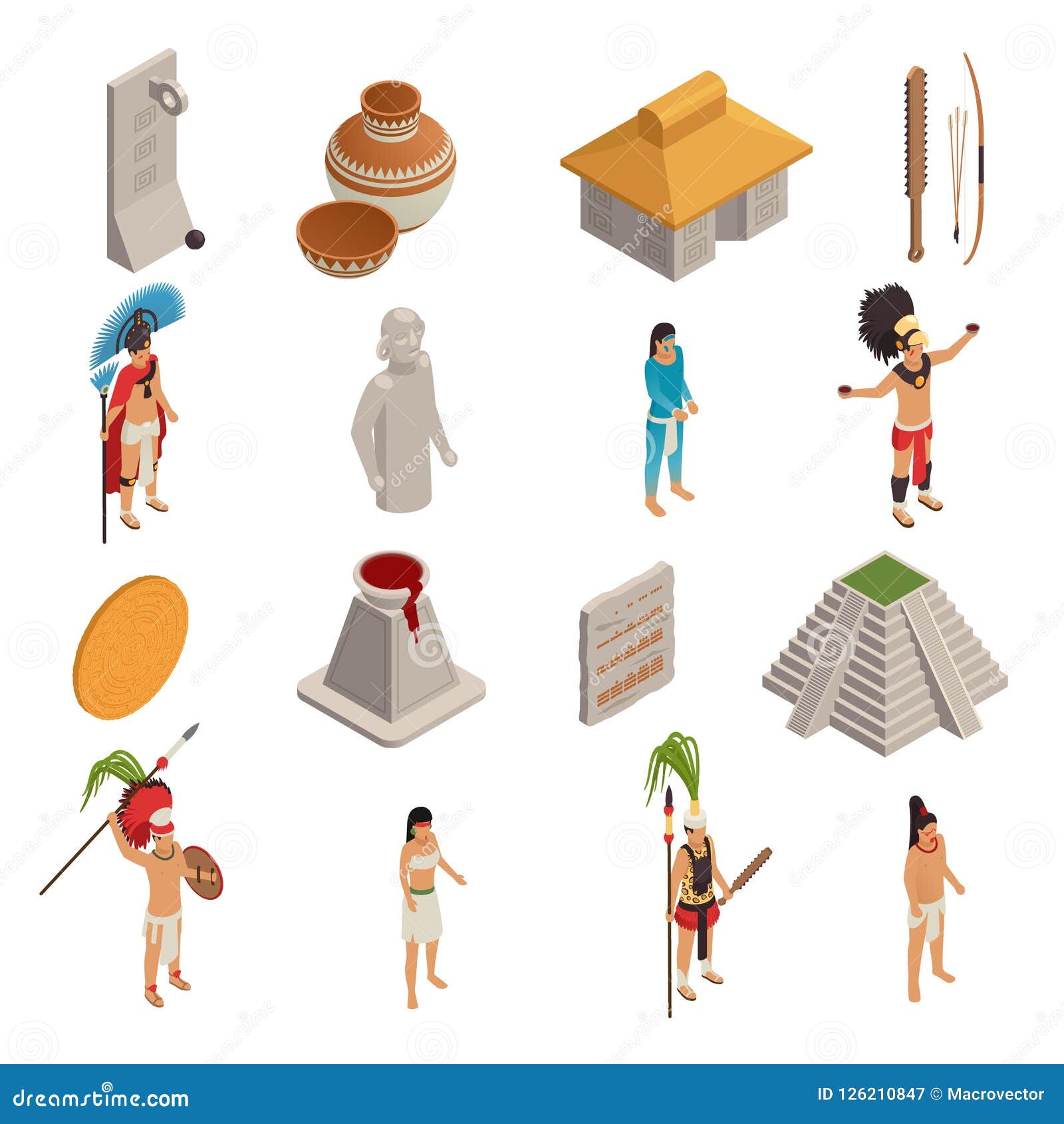 Maya Civilization Cartoon Posters Vector Illustration | CartoonDealer ...