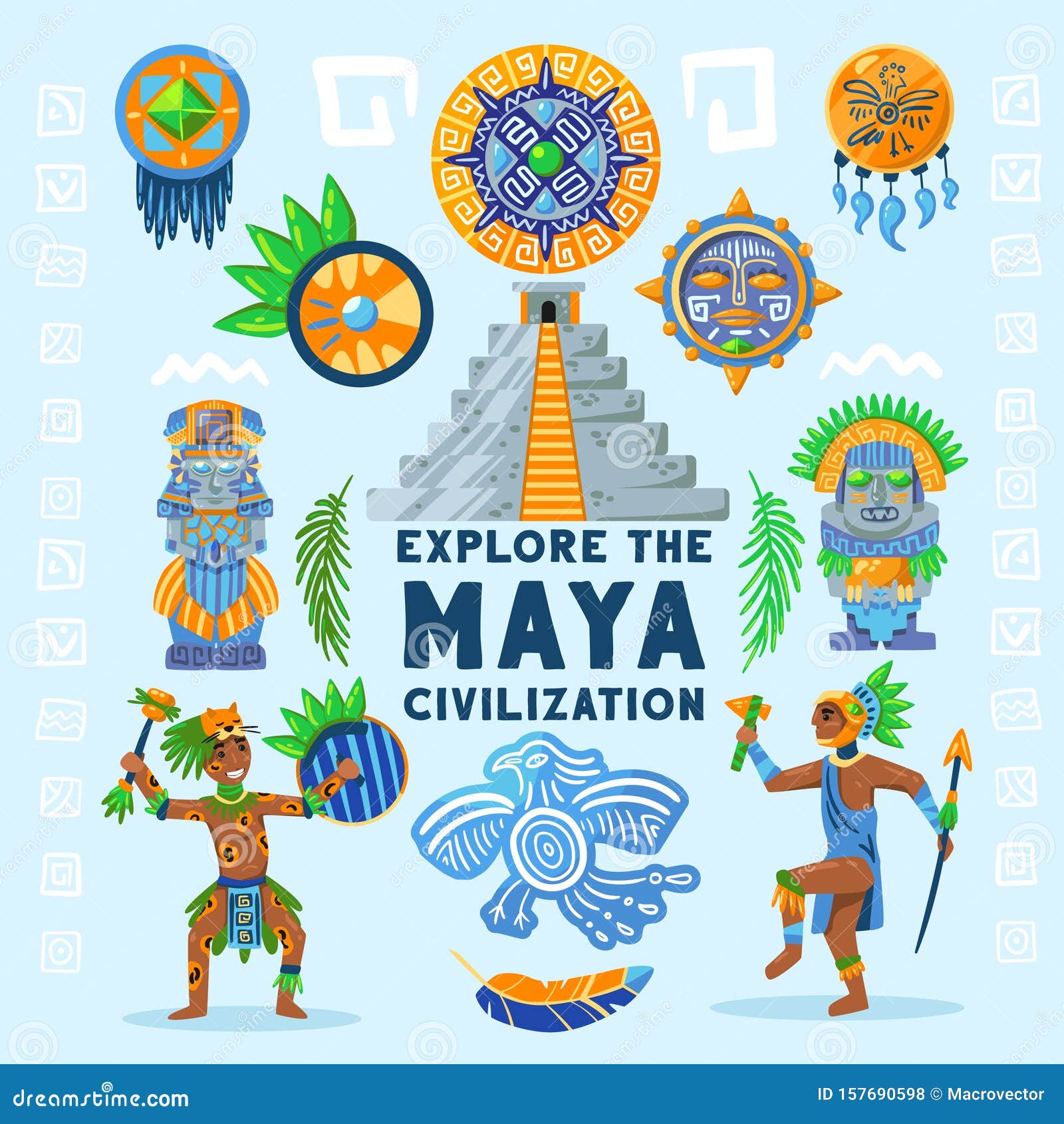 Maya Civilization Background Flowchart Vector Illustration ...