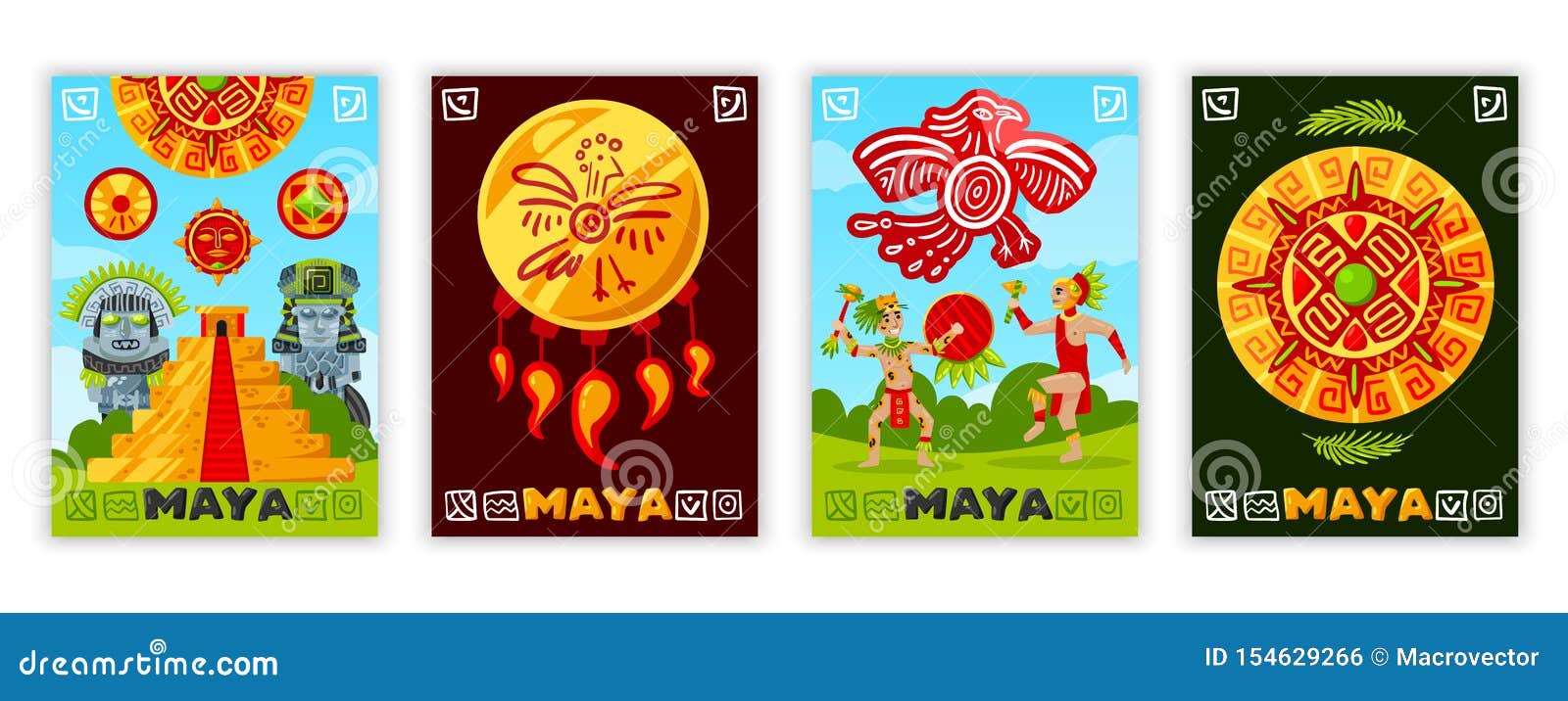Maya Civilization Banners Collection Stock Vector - Illustration of ...