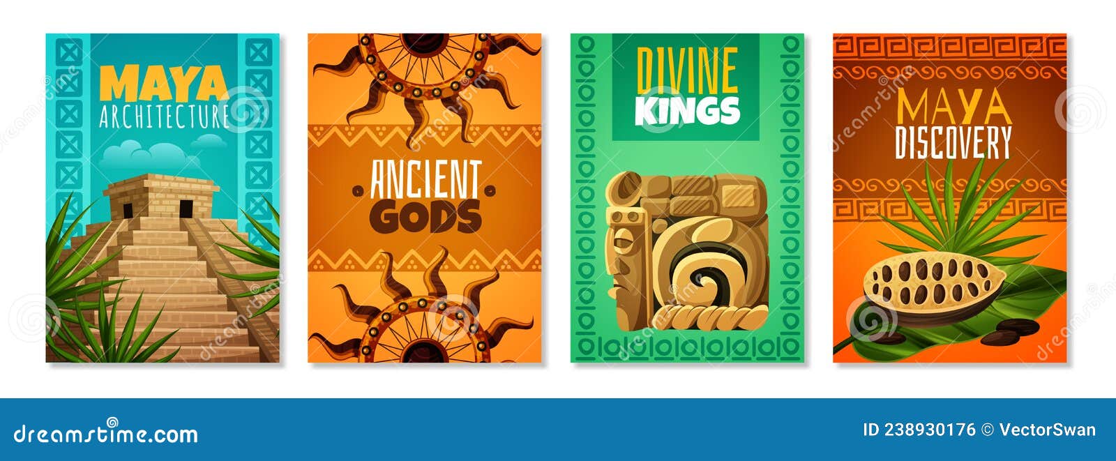 Maya Civilization Cartoon Posters Stock Illustration - Illustration of ...