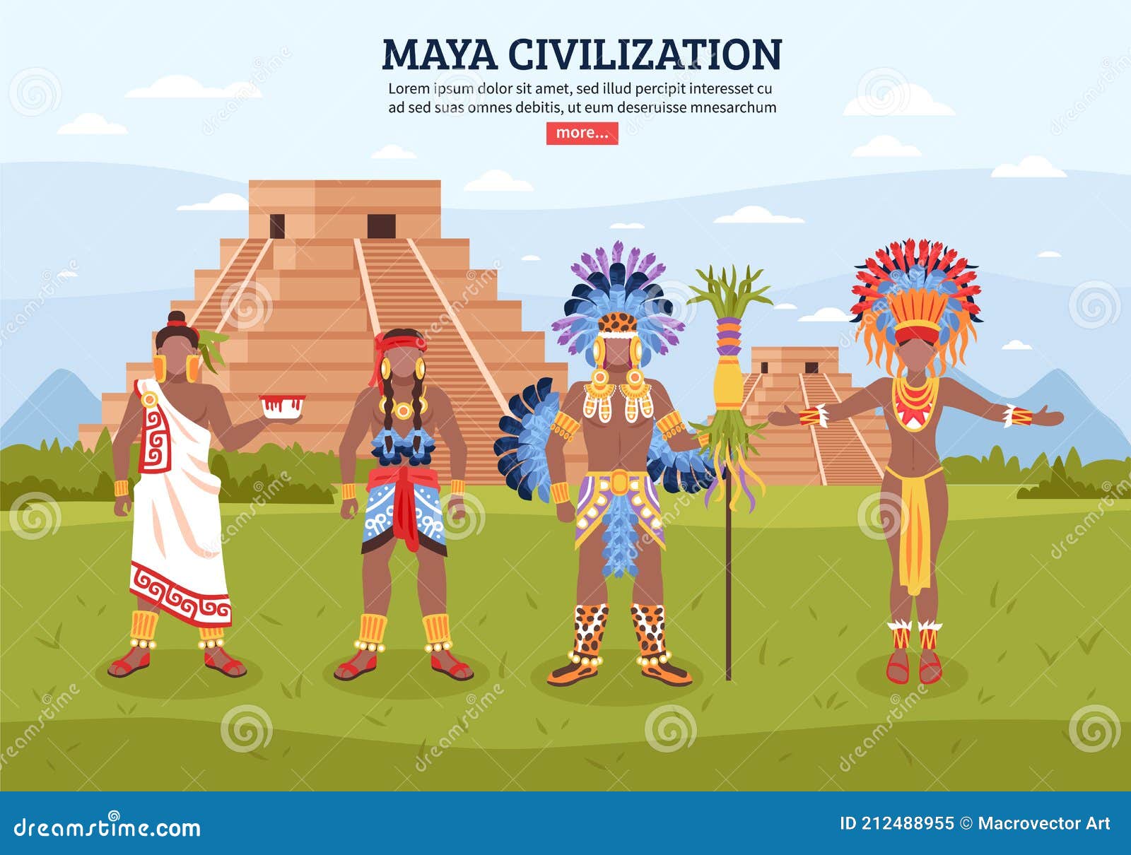 Maya Civilization Landscape Background Stock Vector - Illustration of ...