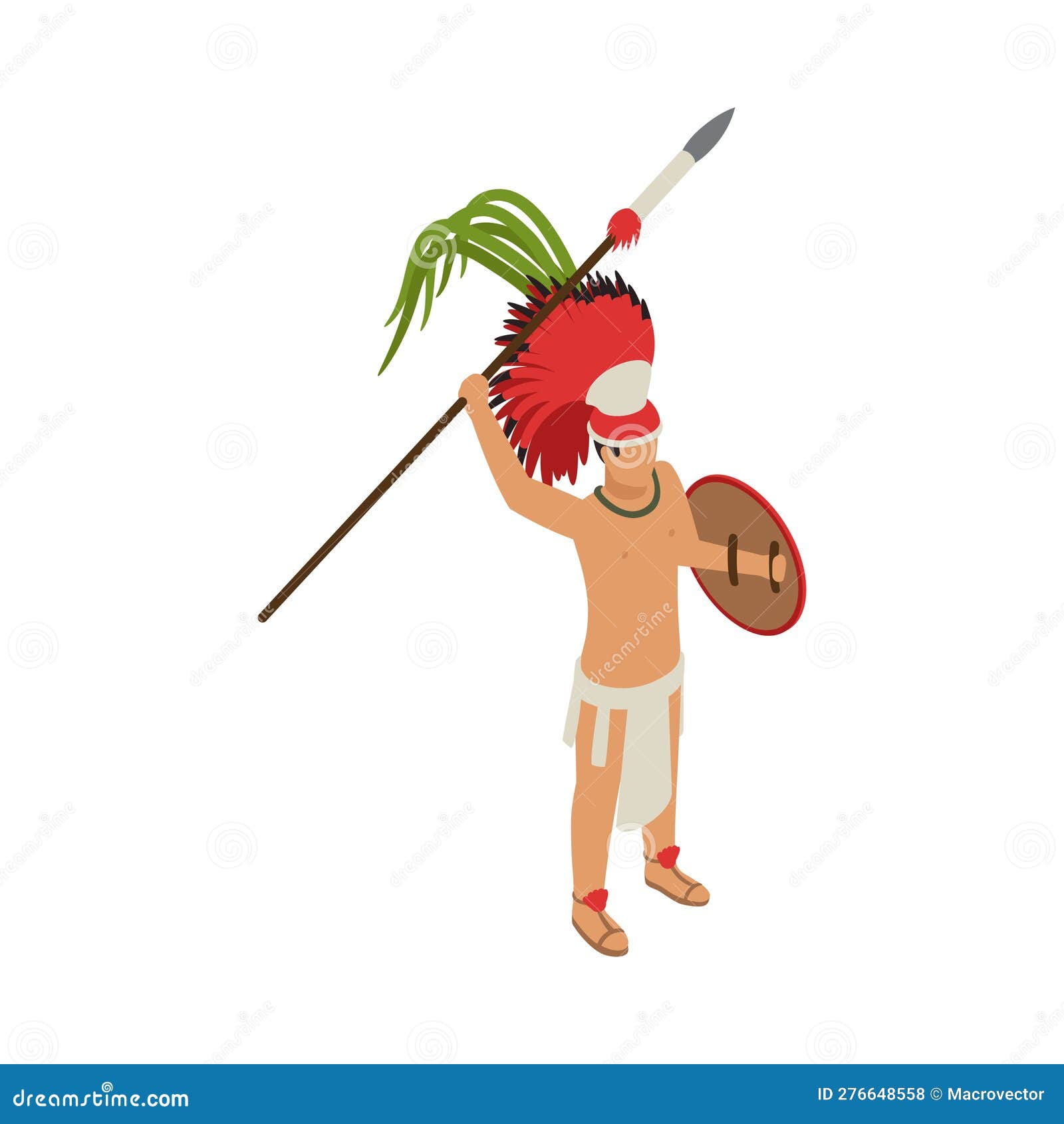 Isometric Maya Warrior stock vector. Illustration of tribe - 276648558