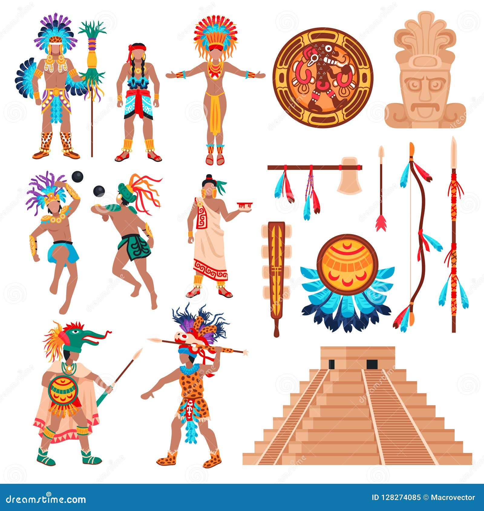Maya Culture Elements Set ilustración del vector. Ilustración de arte ...