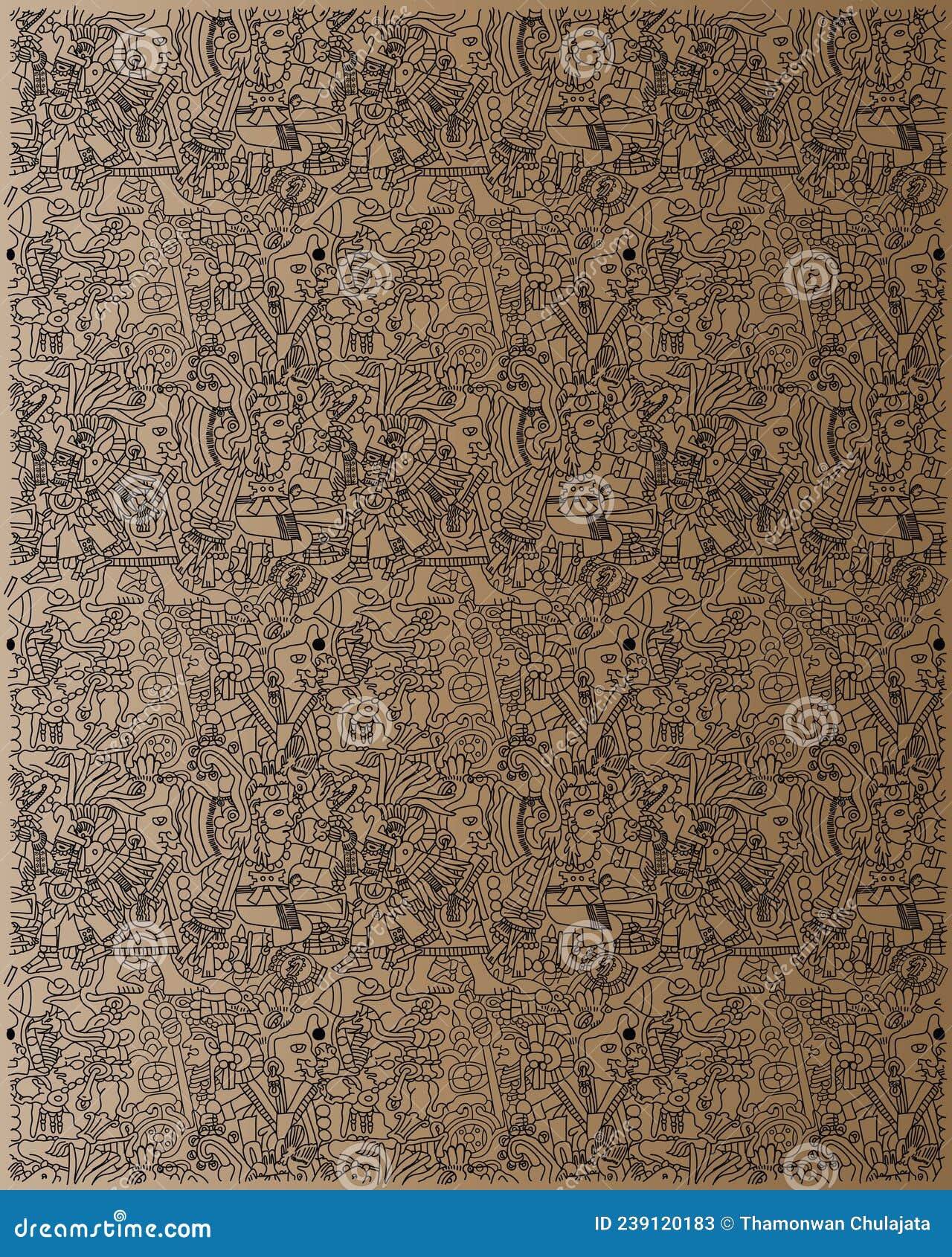 Maya Gods Pattern Background Stock Vector - Illustration of graphic ...