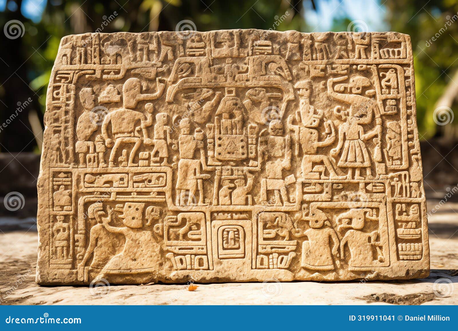 Maya Hieroglyphics Inscribed On A Stela Or Monument Illustration ...