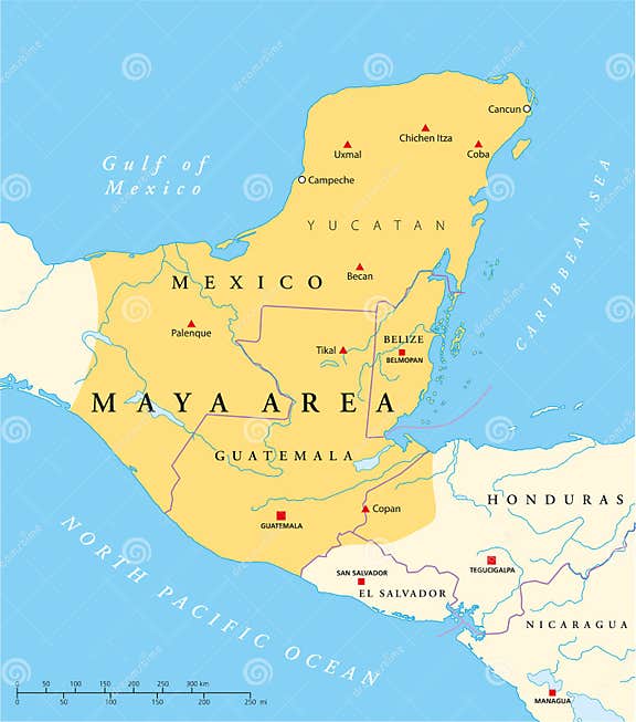 Maya High Culture Area Map ilustración del vector. Ilustración de ...