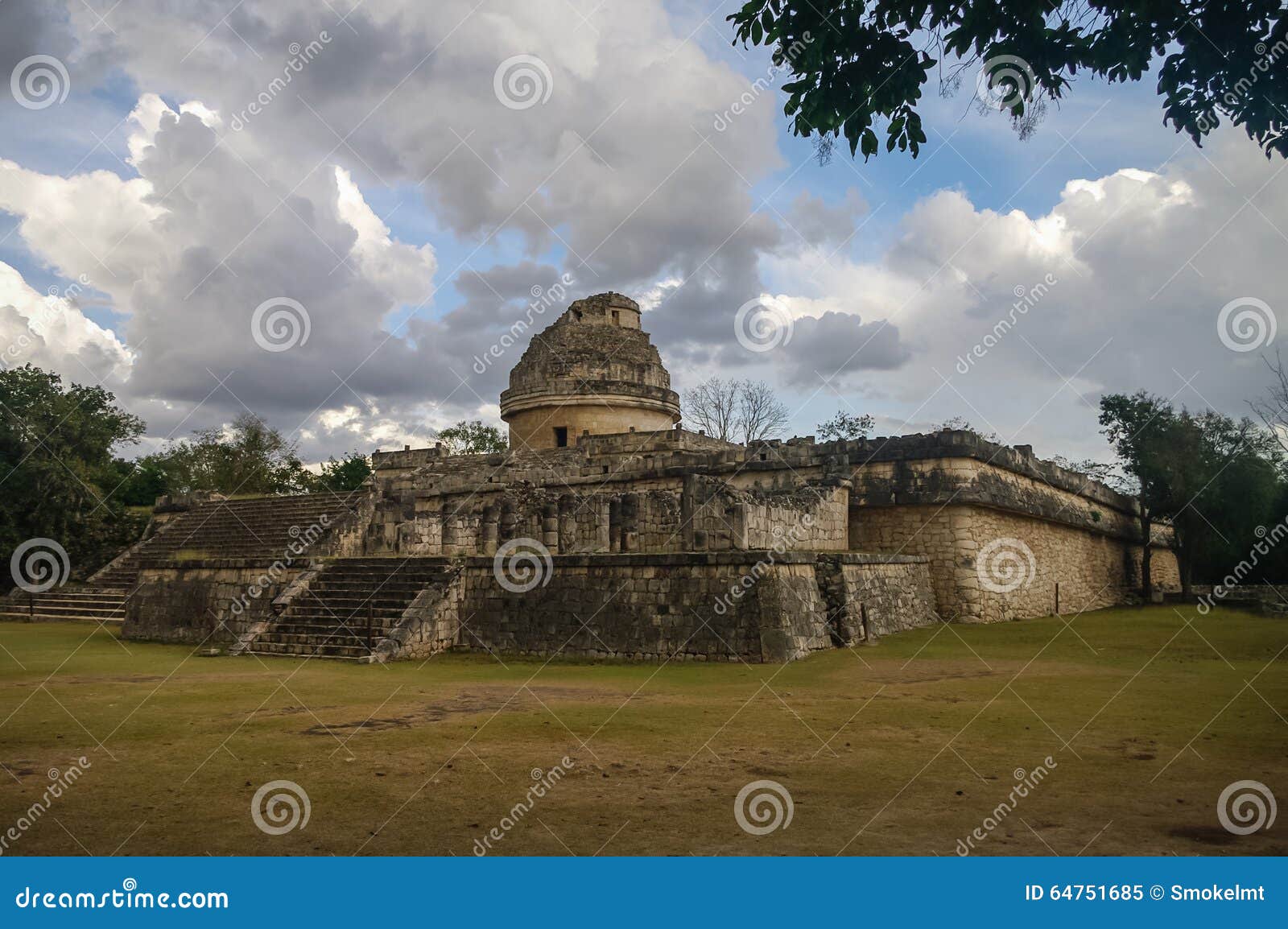 Maya Observatory , Chichen-Itza Stock Image - Image of pyramid, america ...