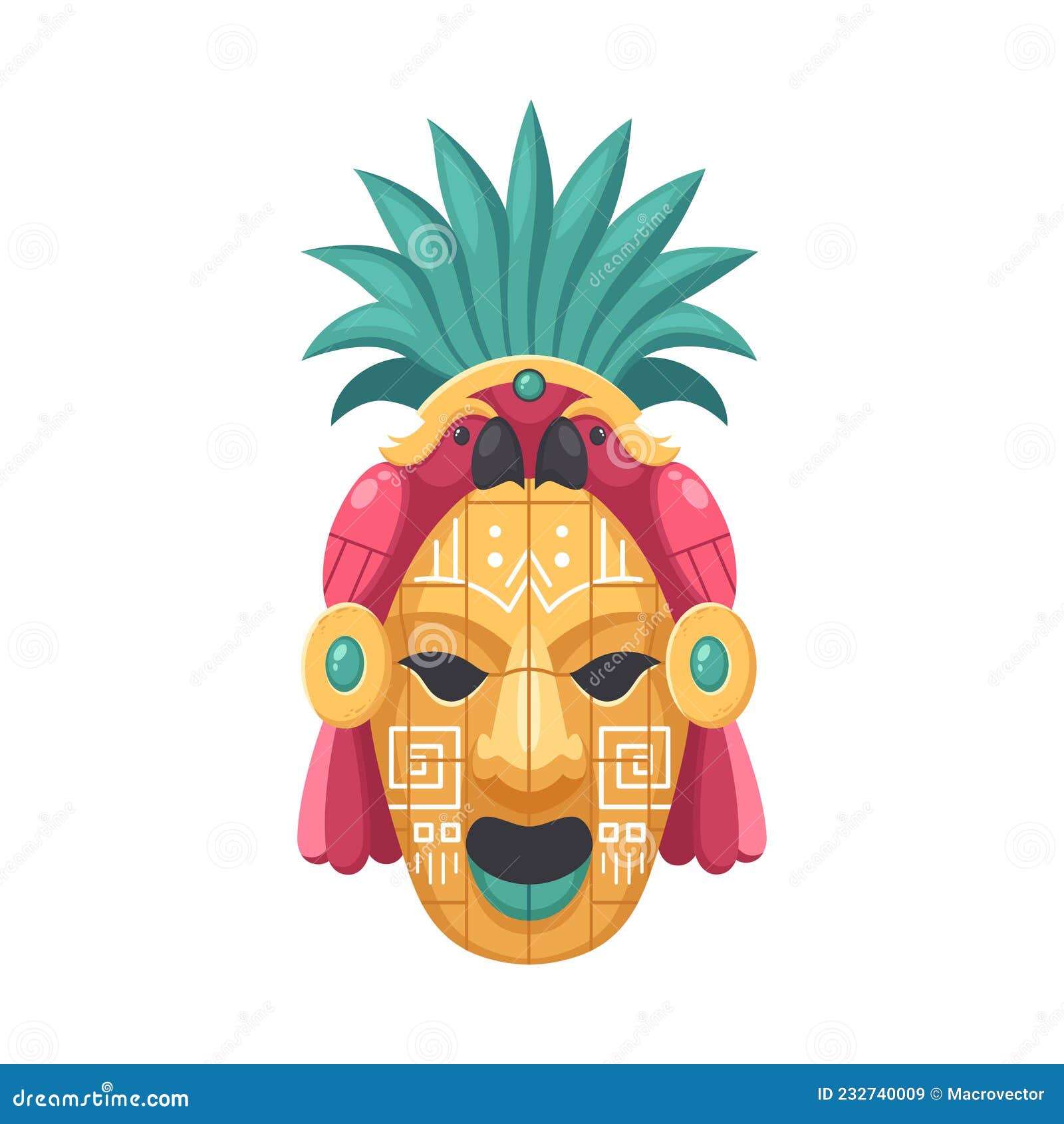 Maya Parrot Mask Composition Stock Vector - Illustration of clipart ...