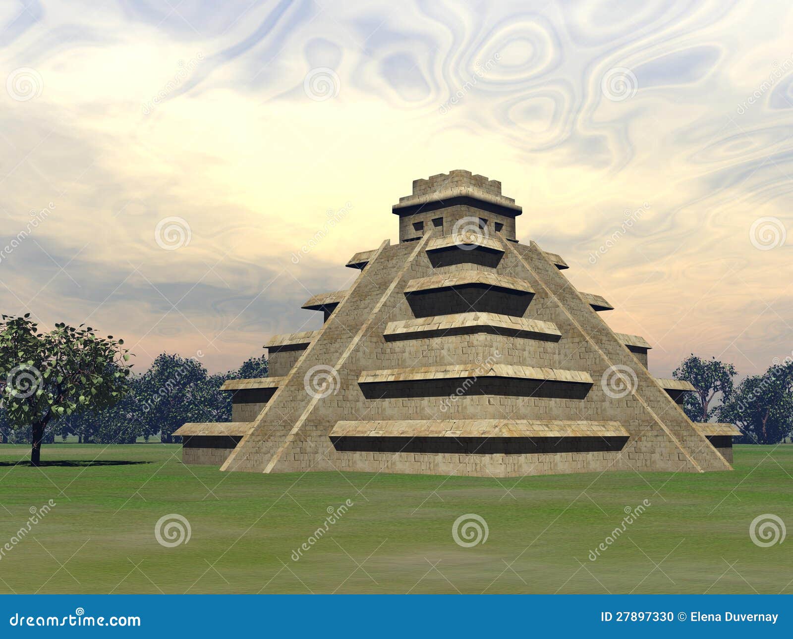 Maya Pyramid , Temple Of Kukulkan Mayan Pyramid Cartoon Vector ...