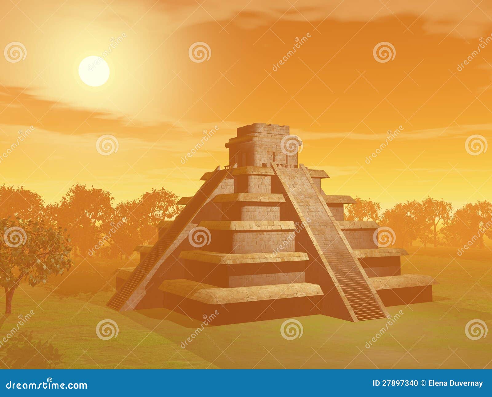 Maya Pyramid, Chichen-Itza, Mexico Cartoon Vector | CartoonDealer.com ...