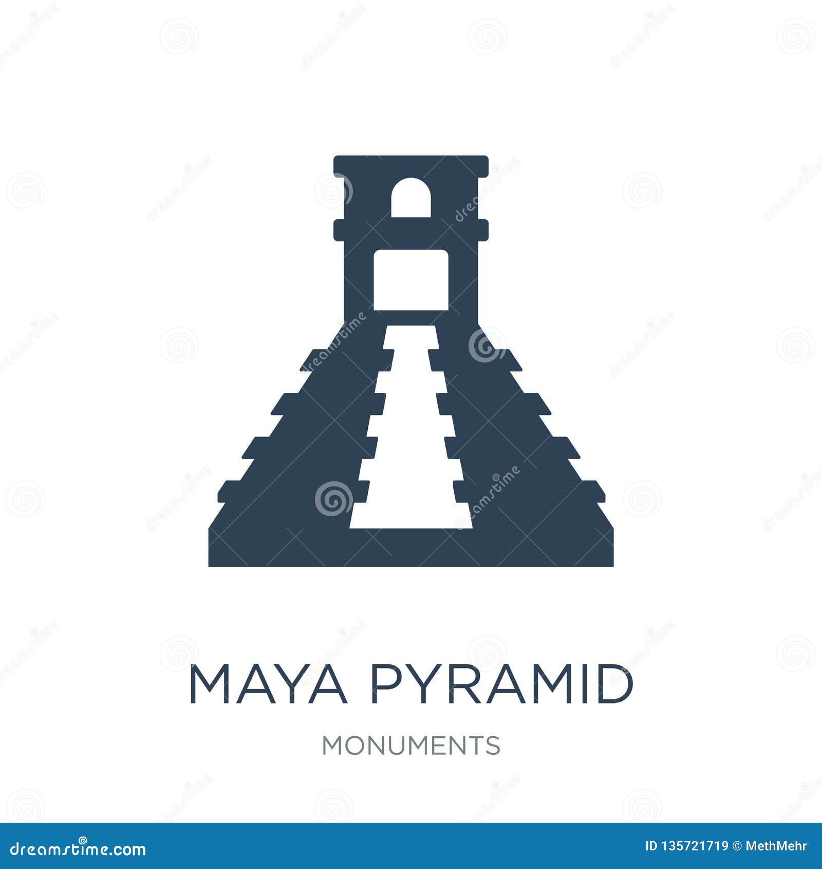 Maya Pyramid Icon in Trendy Design Style. Maya Pyramid Icon Isolated on ...